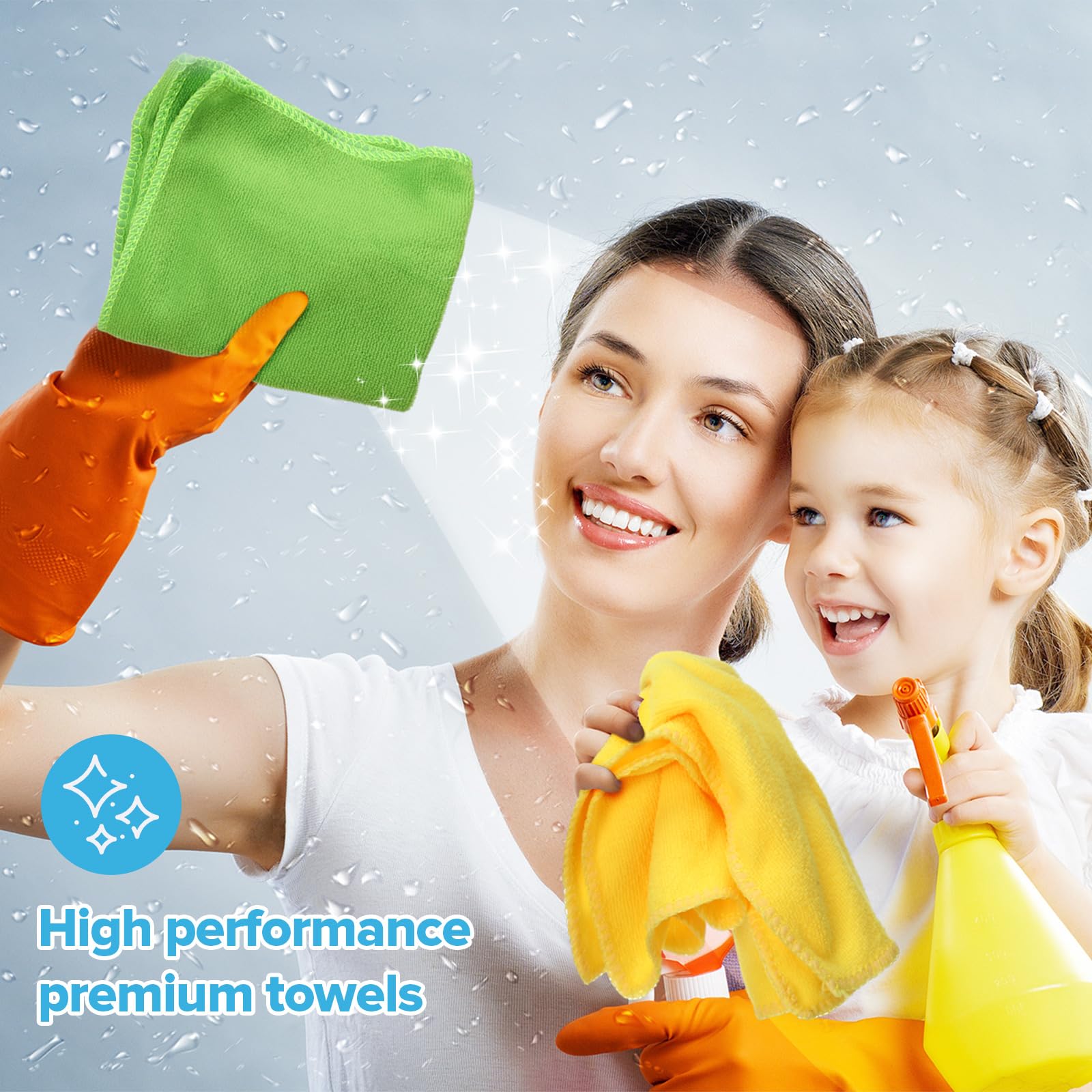 Tenare Microfiber Cleaning Cloths 12 x 12 in Reusable Cleaning Rags ...