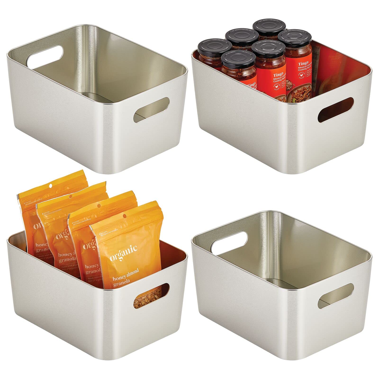 Amazon.com: mDesign Steel Metal Storage Container Bin Basket, Handle ...