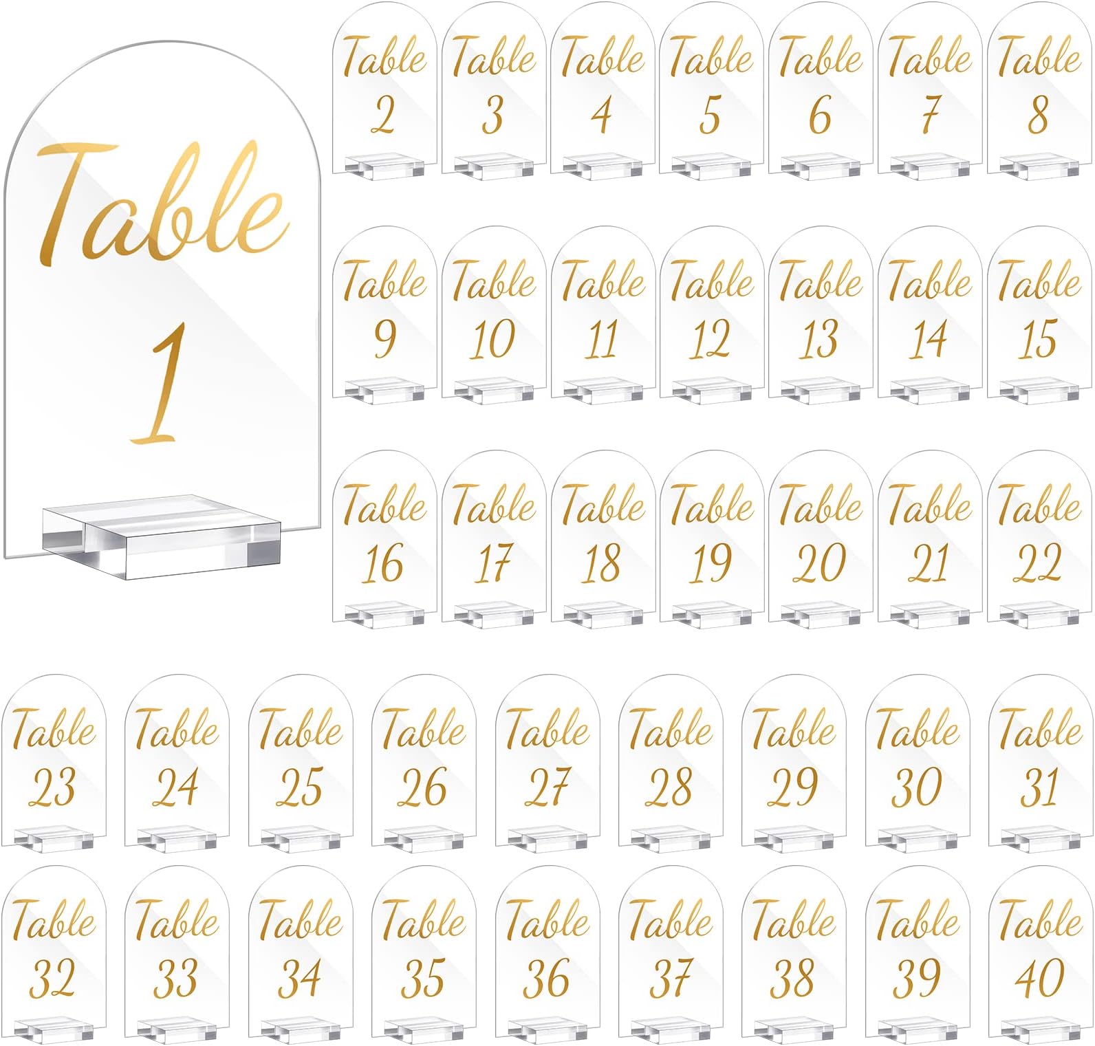 Amazon.com: 40 Pack 4 x 6 Inch Gold Acrylic Wedding Table Number 1-40 ...