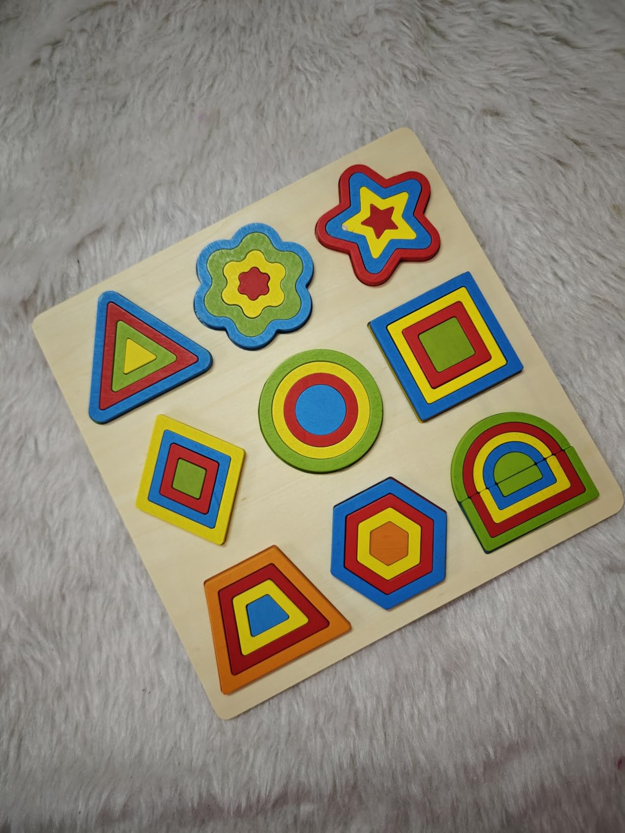 EcoElf Wooden Geometric Shapes Puzzle Learning Toy, Montessori Brain ...