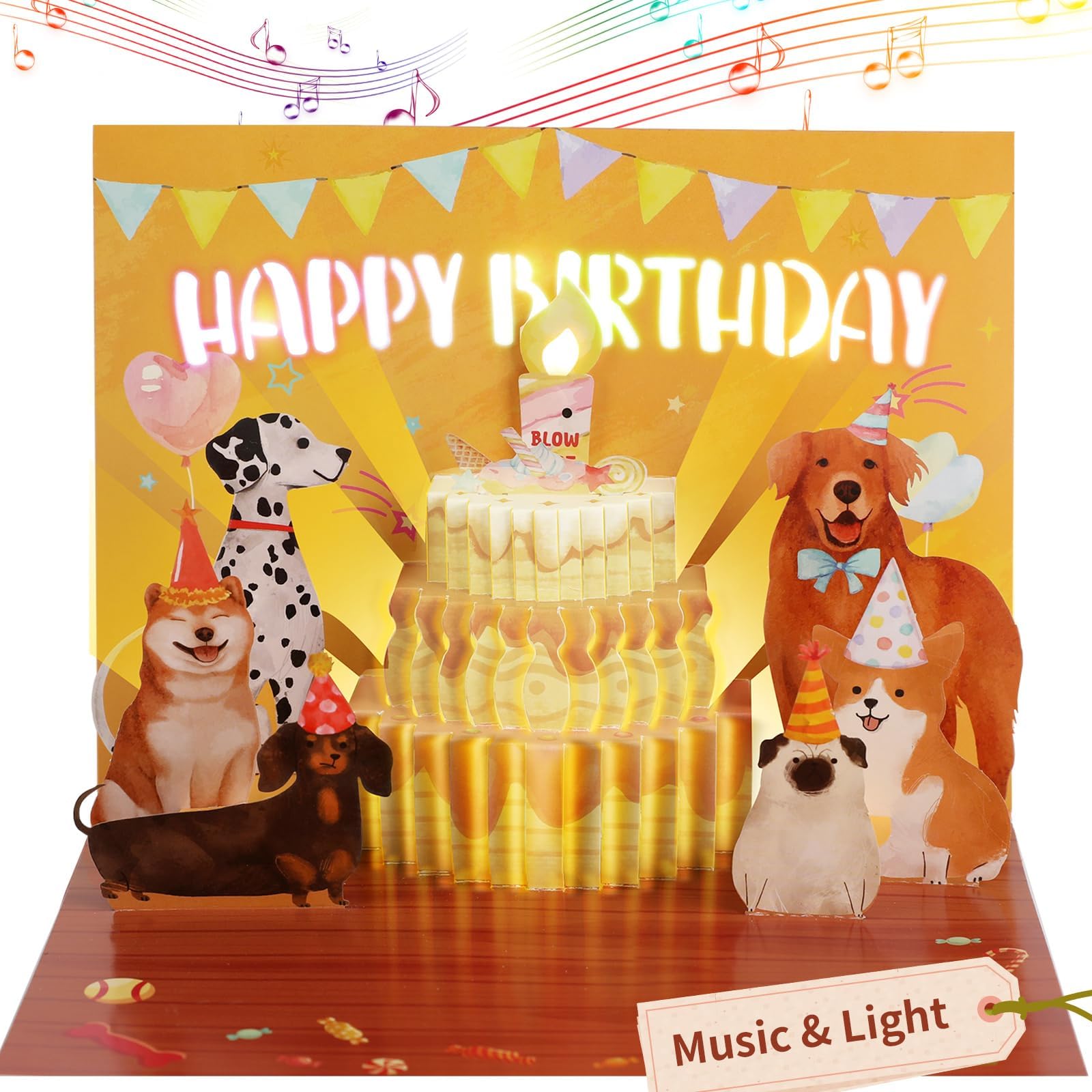 Birthday Card, Musical Birthday Card for Women/Men, Pop Up Dog Birthday ...
