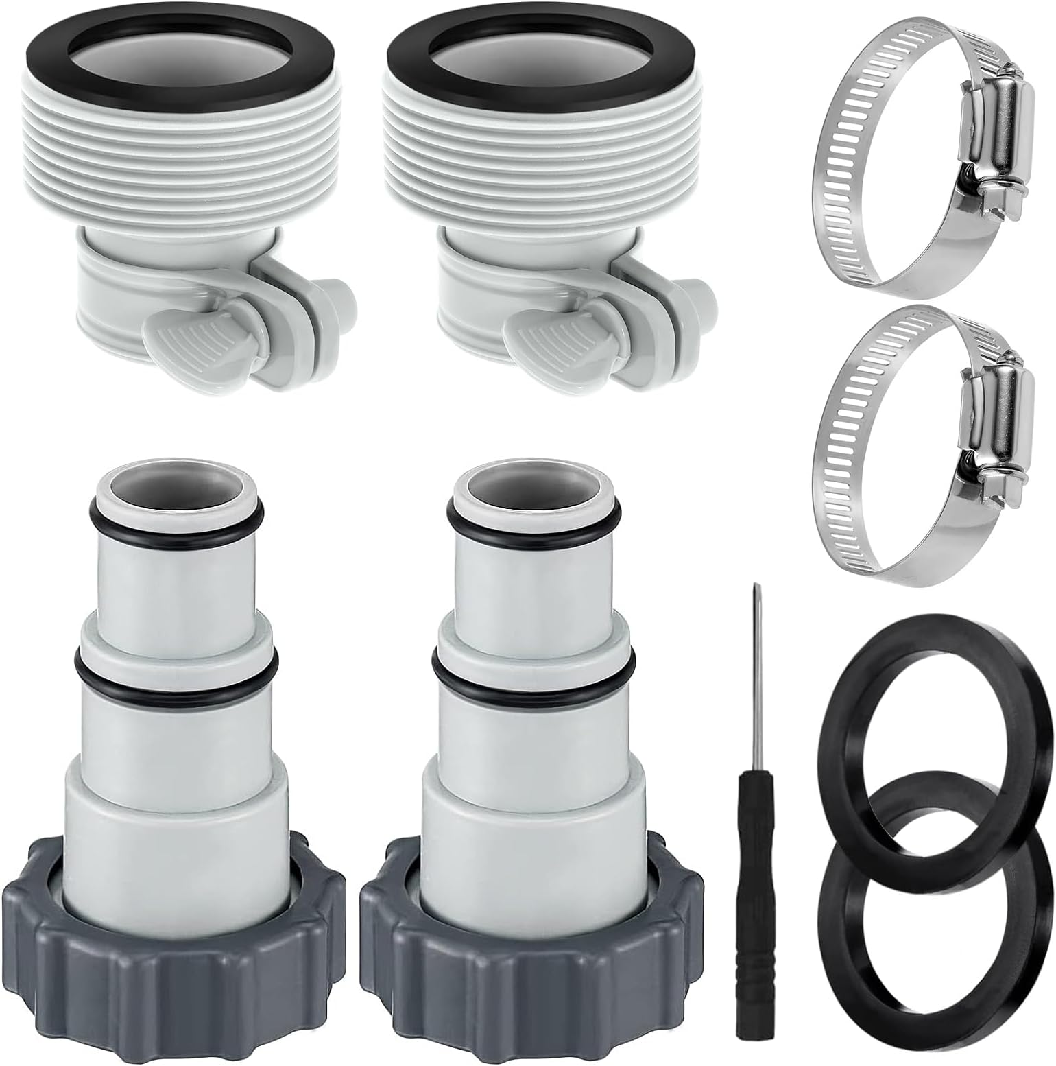 Amazon.com: 4 Pack Pool Hose Adapter Kit 2 Types Conversion Connector ...