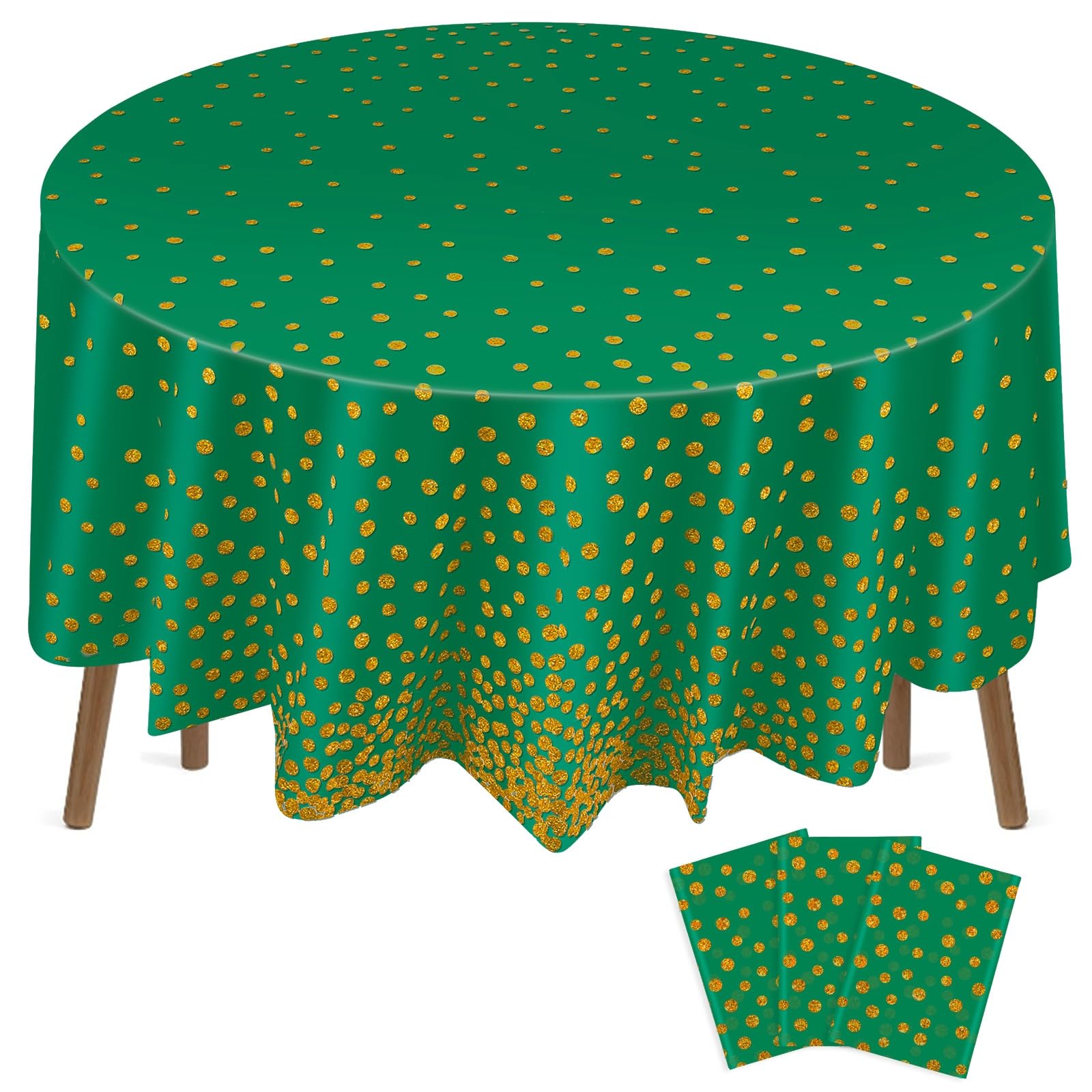 Snapklik.com : Newwiee 3 Pcs Round Dot Tablecloth 84 Inch Plastic Table ...