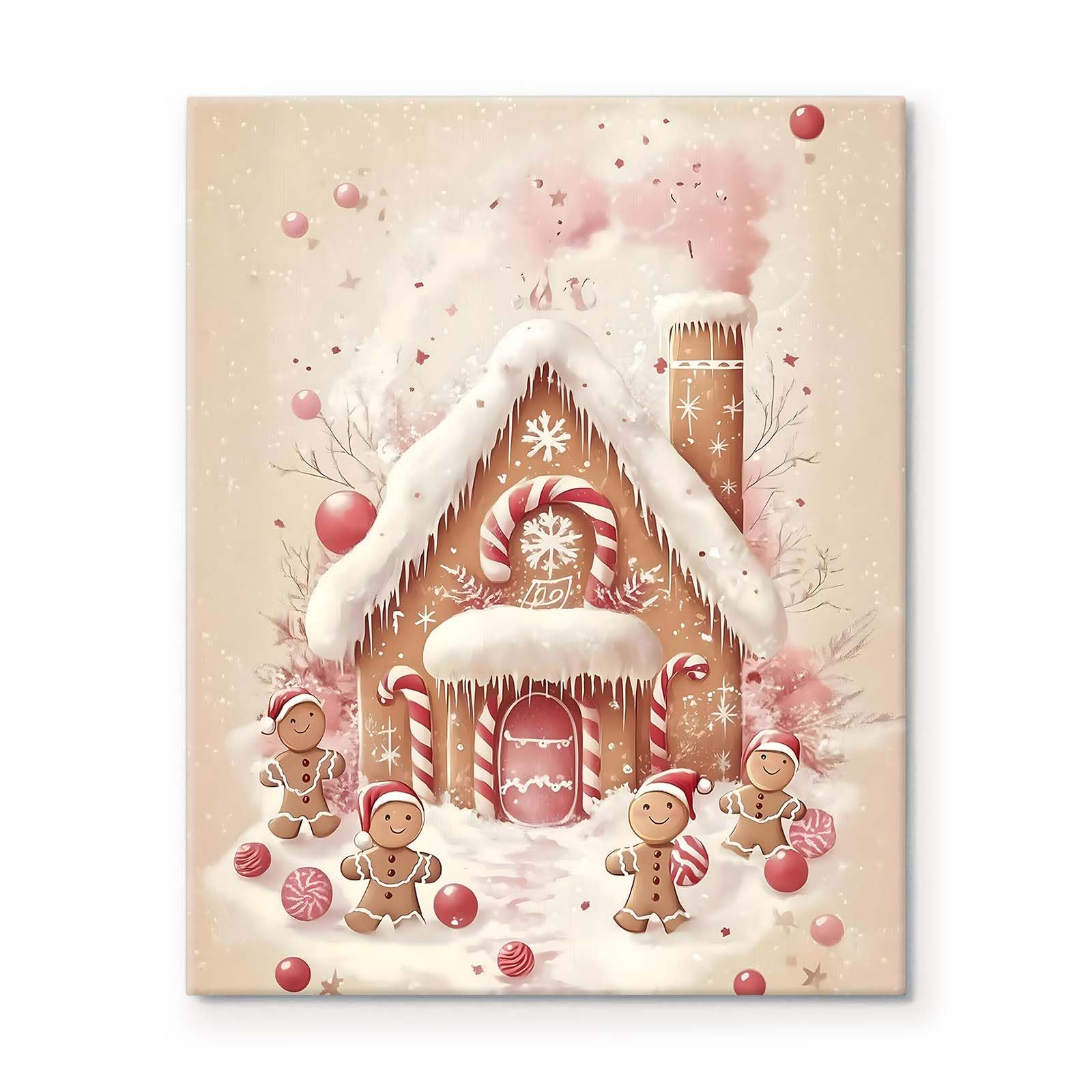 Amazon.com: Christmas Gingerbread House Canvas Wall Art Decor - Festive ...