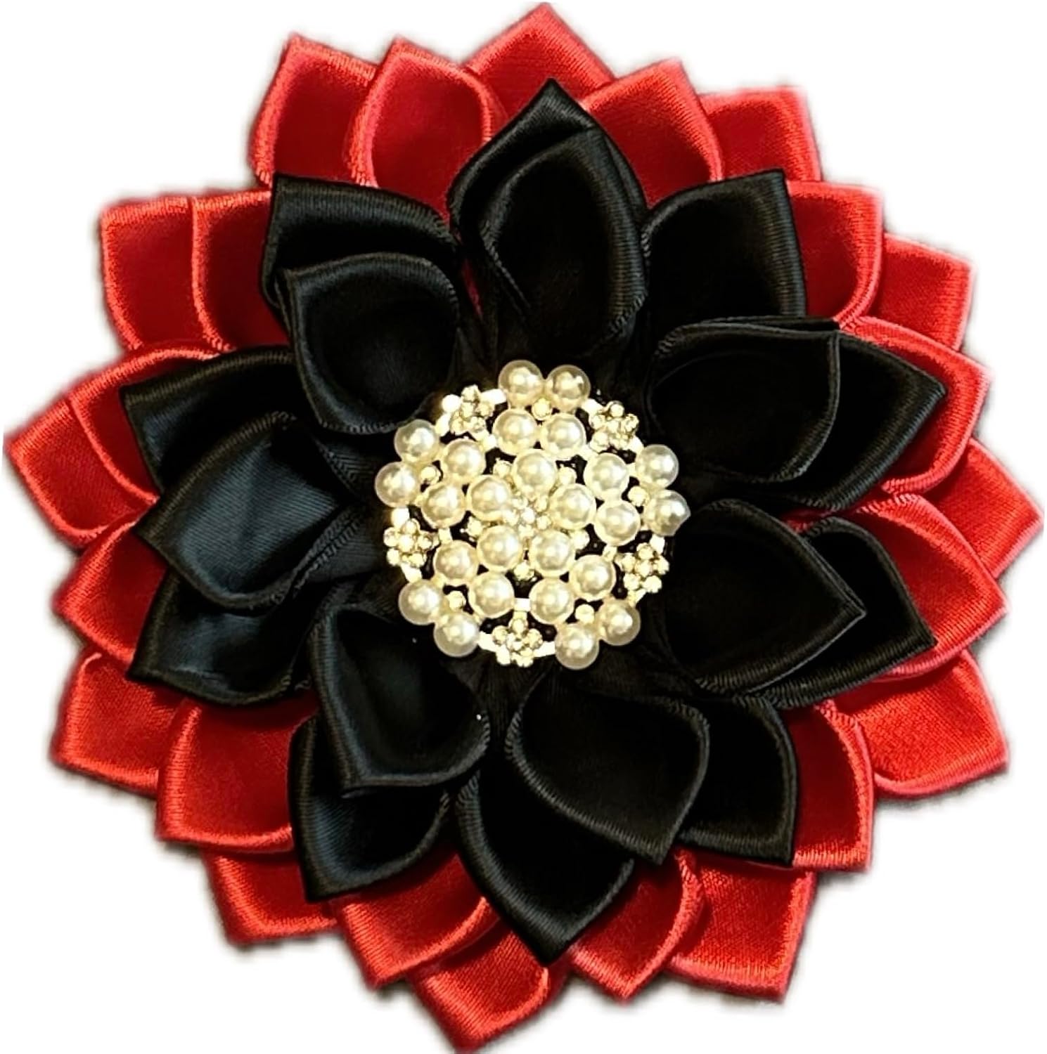 Amazon.com: Red and Black 4.5" Sorority Paraphernalia Flower Brooch Pin for Women, Greek ...