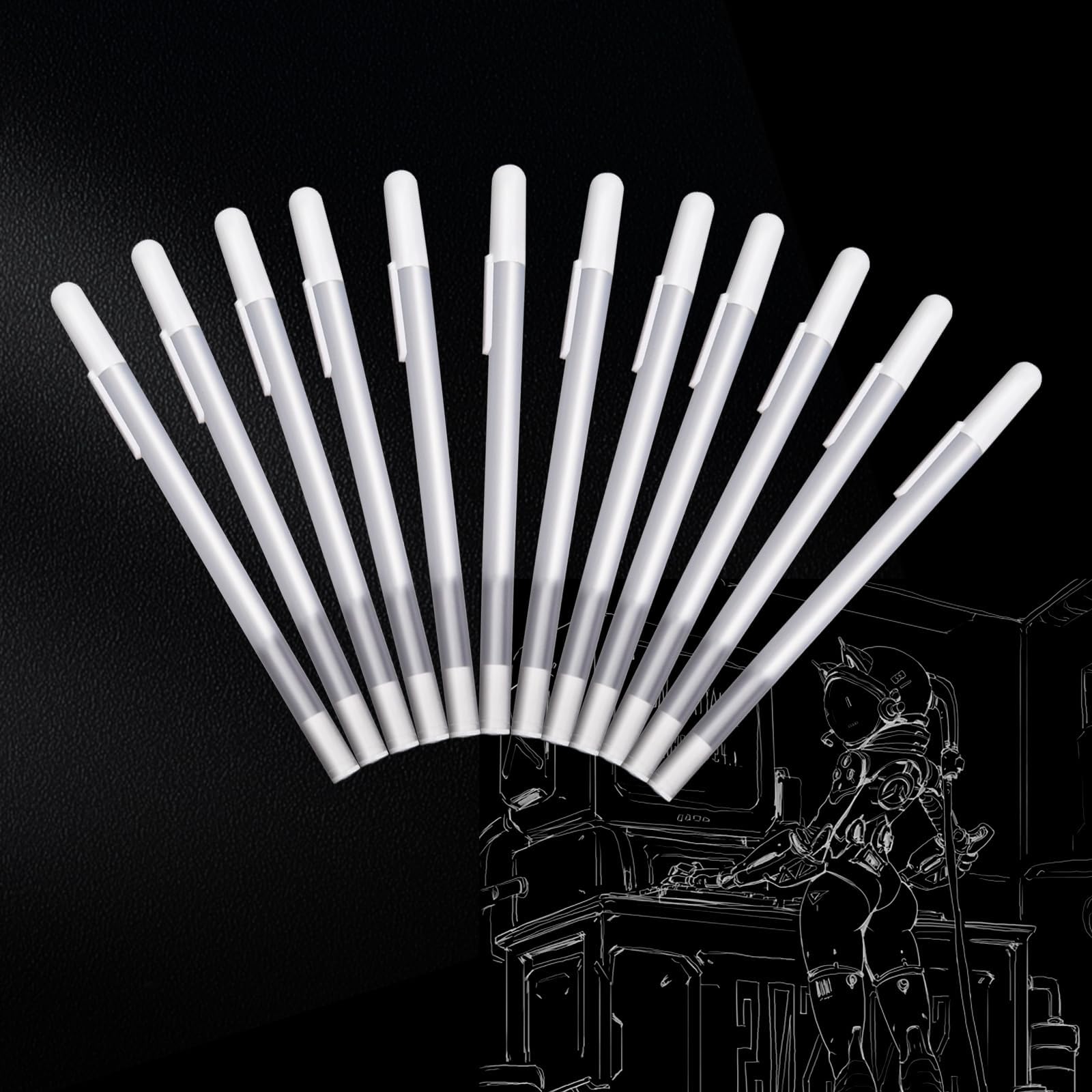 Fine Point White Gel Pen Set, 12 Pcs White Ink Pens, 0.8 mm Fine Line ...