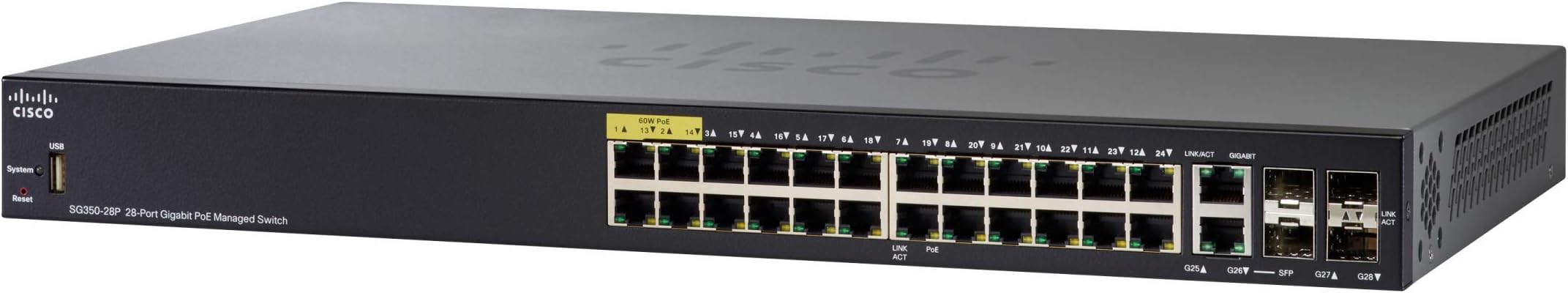 Amazon.com: Cisco SG350-28P 28-Port Gigabit PoE Managed Switch - 26 ...