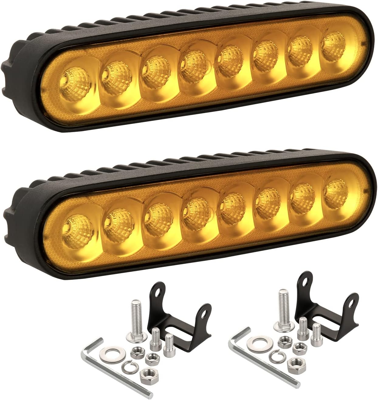 Amazon.com: BIGLION.X 6.5 Inch Slim Amber/Yellow LED Light Bar 2pcs 80w ...