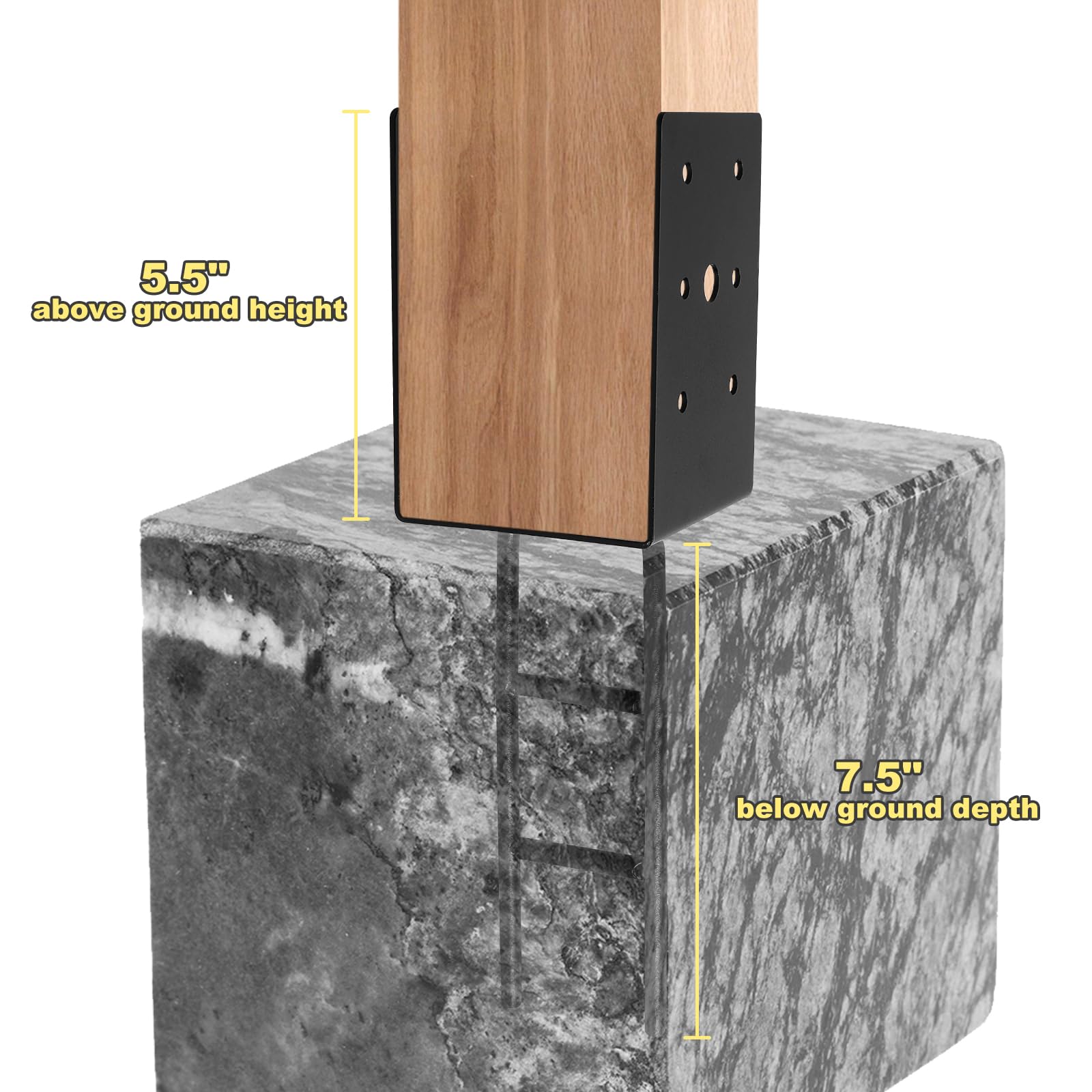 4x4 Post Base Concrete 4 Pack 6x5 Inch U Shape Fence Post Holder Ground ...