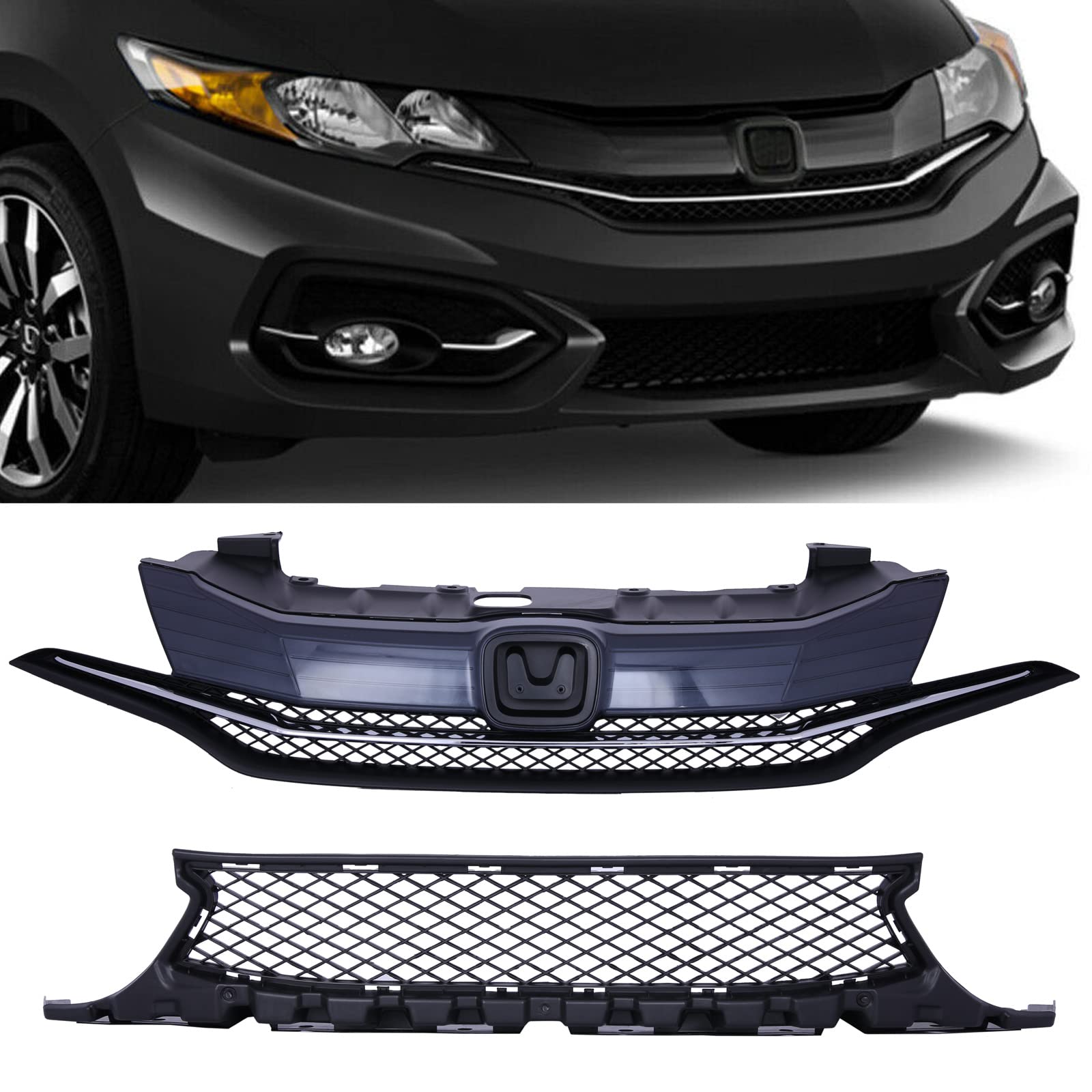 Amazon.com: KARPAL Front Upper & Lower Bumper Grille Compatible with ...