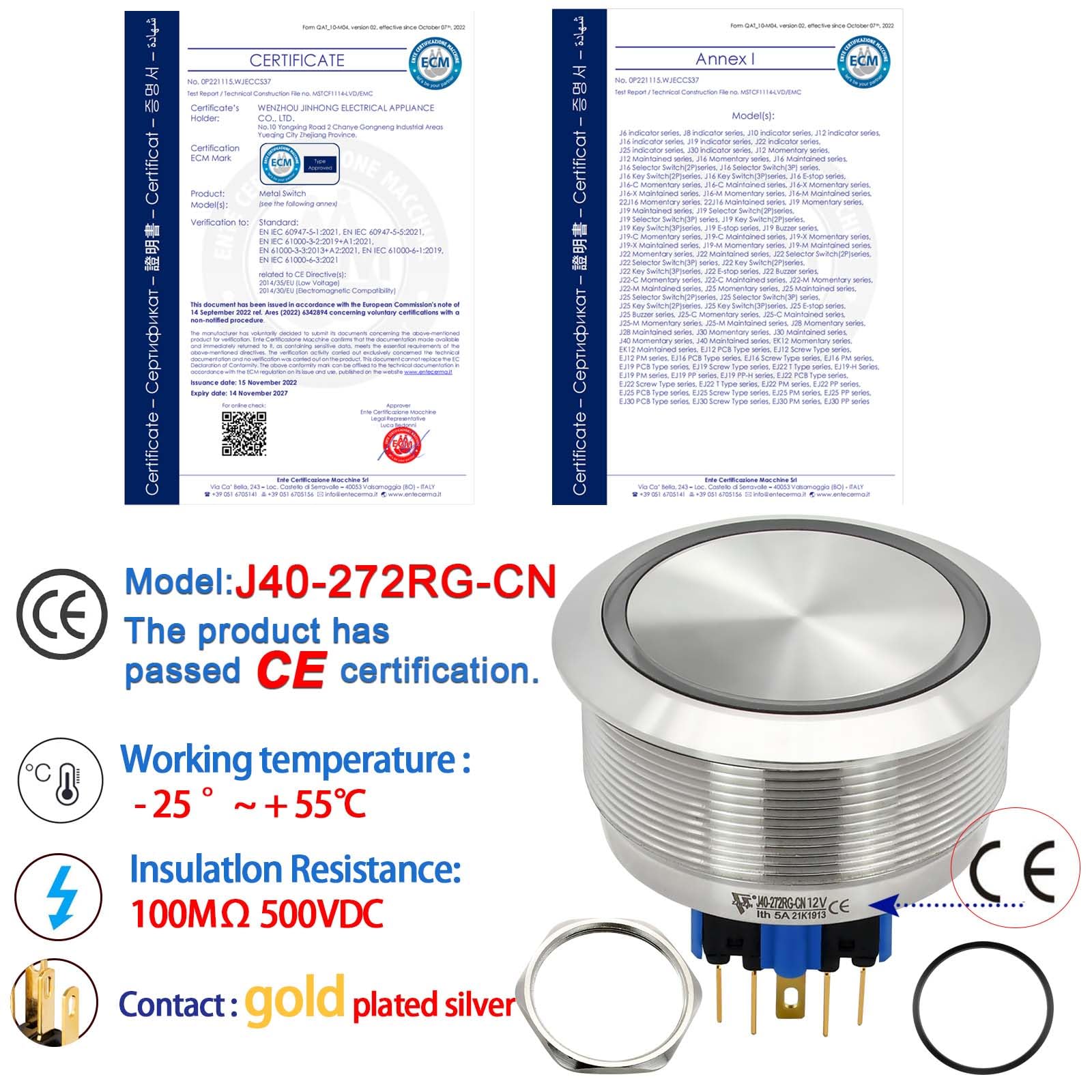 Snapklik.com : Momentary Big Push Button Switch 8/5" 40mm Waterproof ...