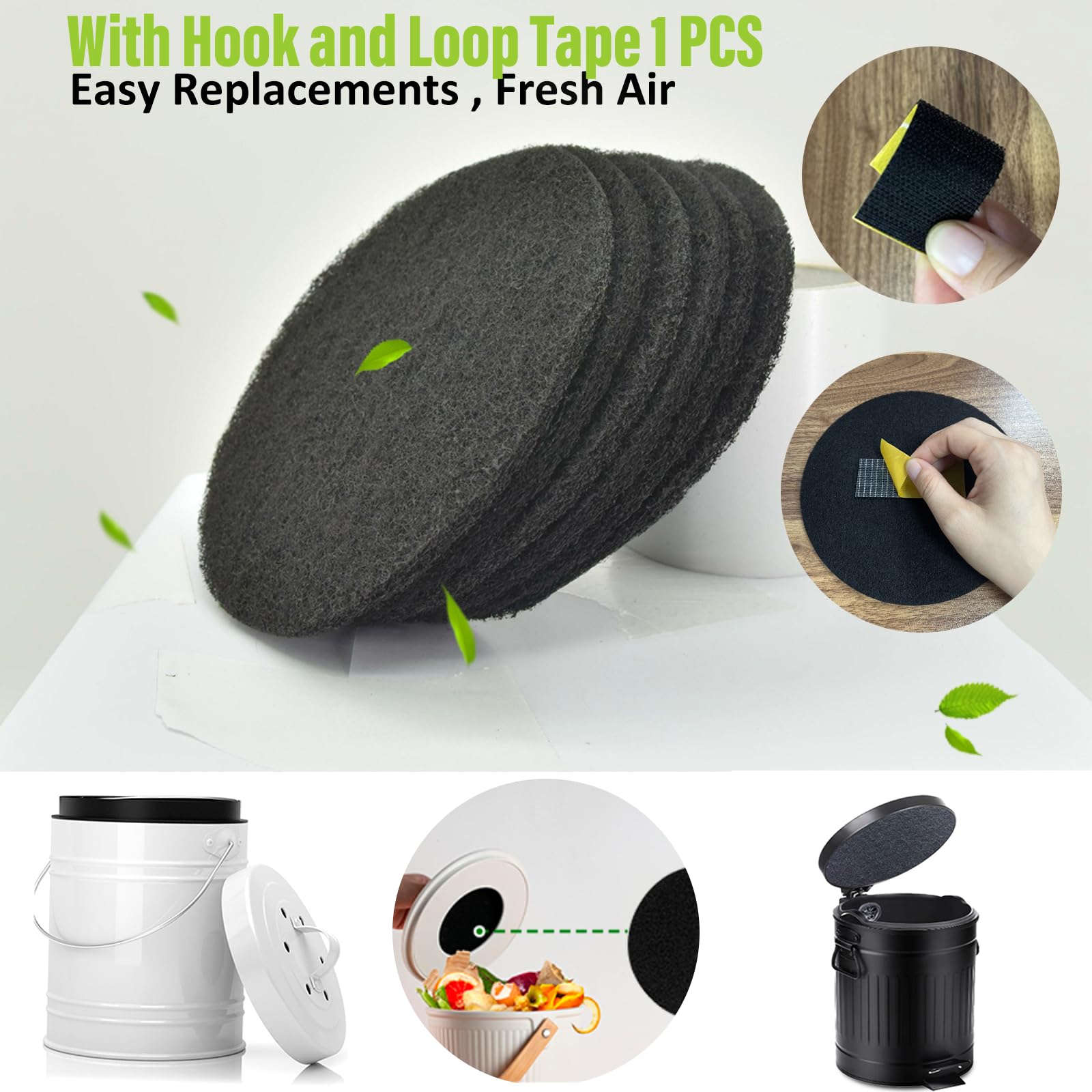 Snapklik.com : Saiqiang 6.7 Inch Kitchen Compost Bin Charcoal Filter ...