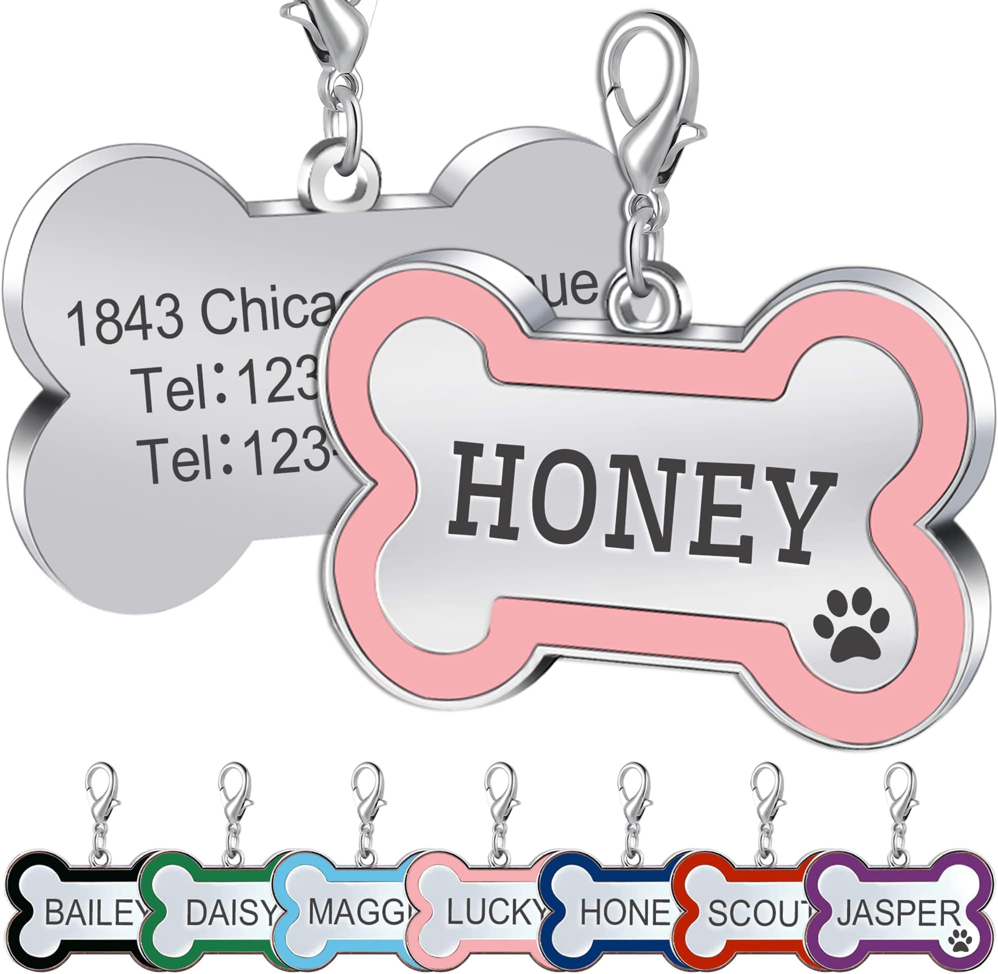Amazon.com : Aimeng Personalized Stainless Steel Pet ID Tags with ...