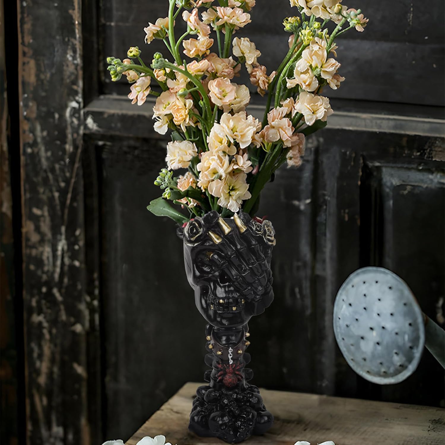 Amazon.com: Gothic Skull Vase Creative Resin Skeleton Vase Skull ...