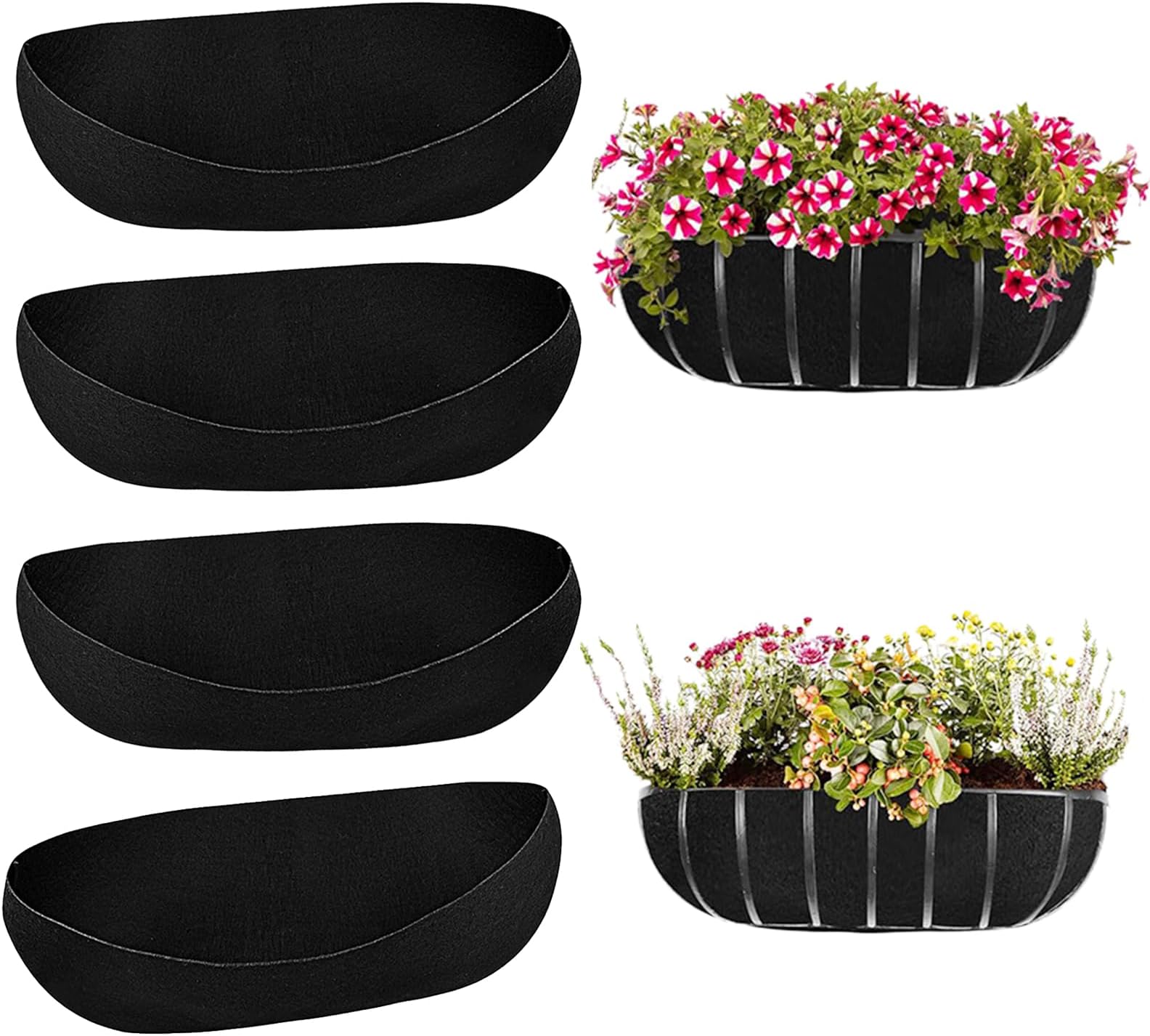 Amazon.com: 4 Pack Planter Basket Liners, Trough Window Box Liners ...