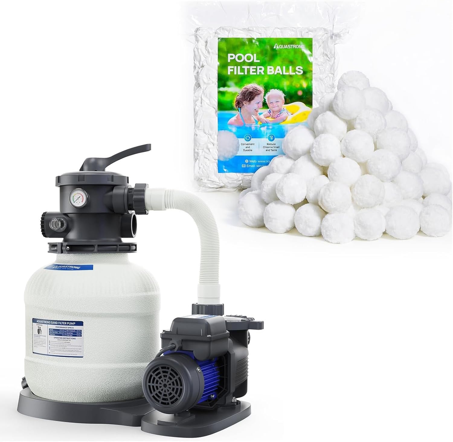 Amazon.com : AQUASTRONG Sand Filter Pump for Above Ground Pool with ...