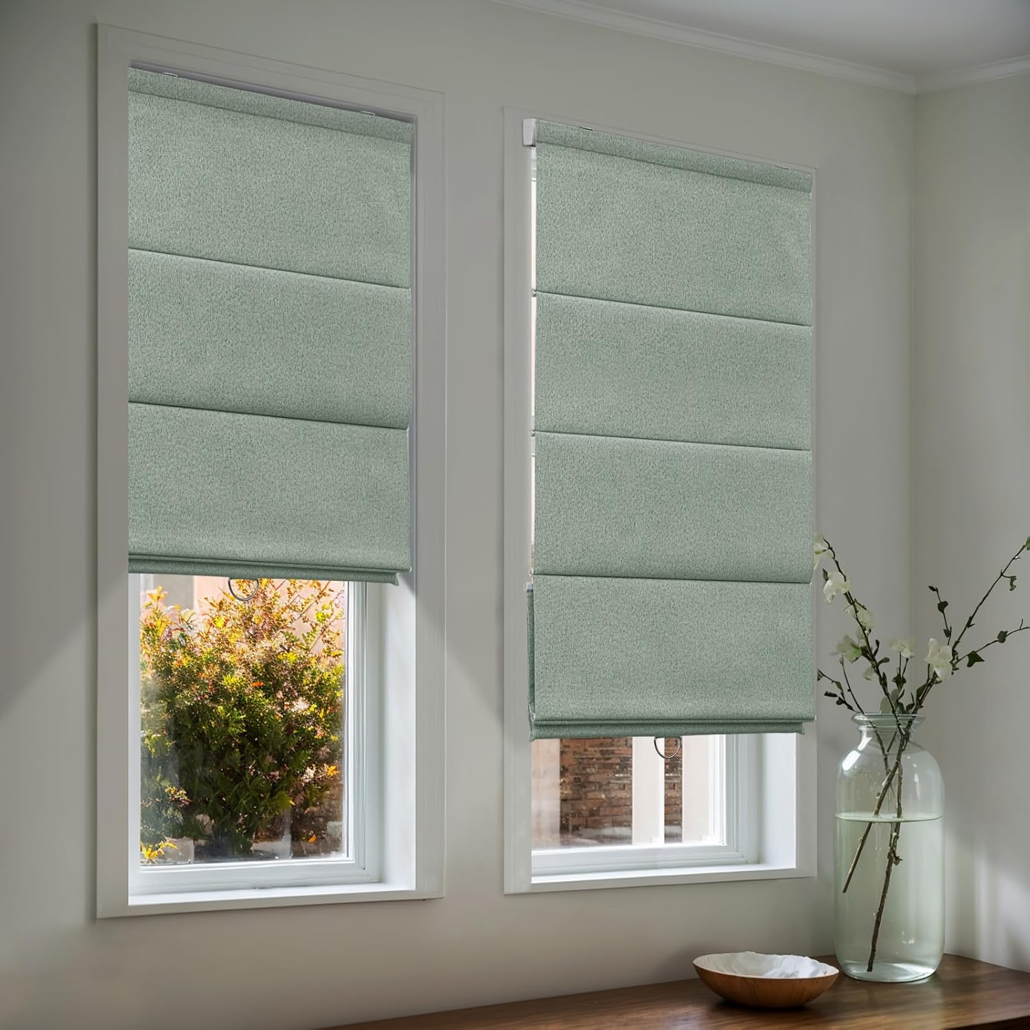 Amazon.com: MiLin Blackout Roman Shades for Indoor Windows - Room Darkening Outside Mount Fabric ...