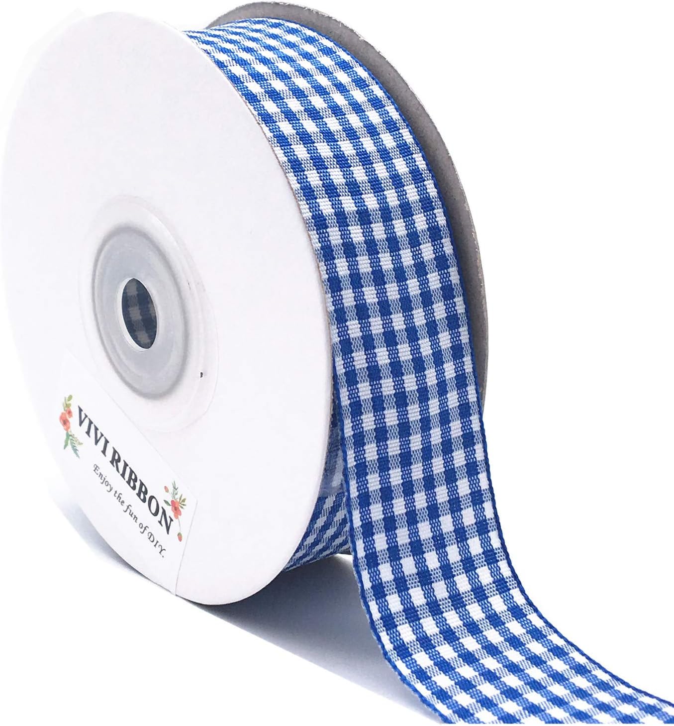 Amazon.com: VIVIQUEN Blue Gingham Ribbon Checkered Ribbon 1-Inch 25 ...