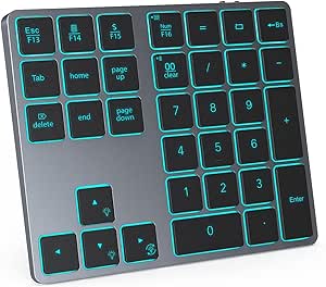 Amazon.com: Bluetooth Backlit Numeric Keypad Wireless, Rechargeable ...