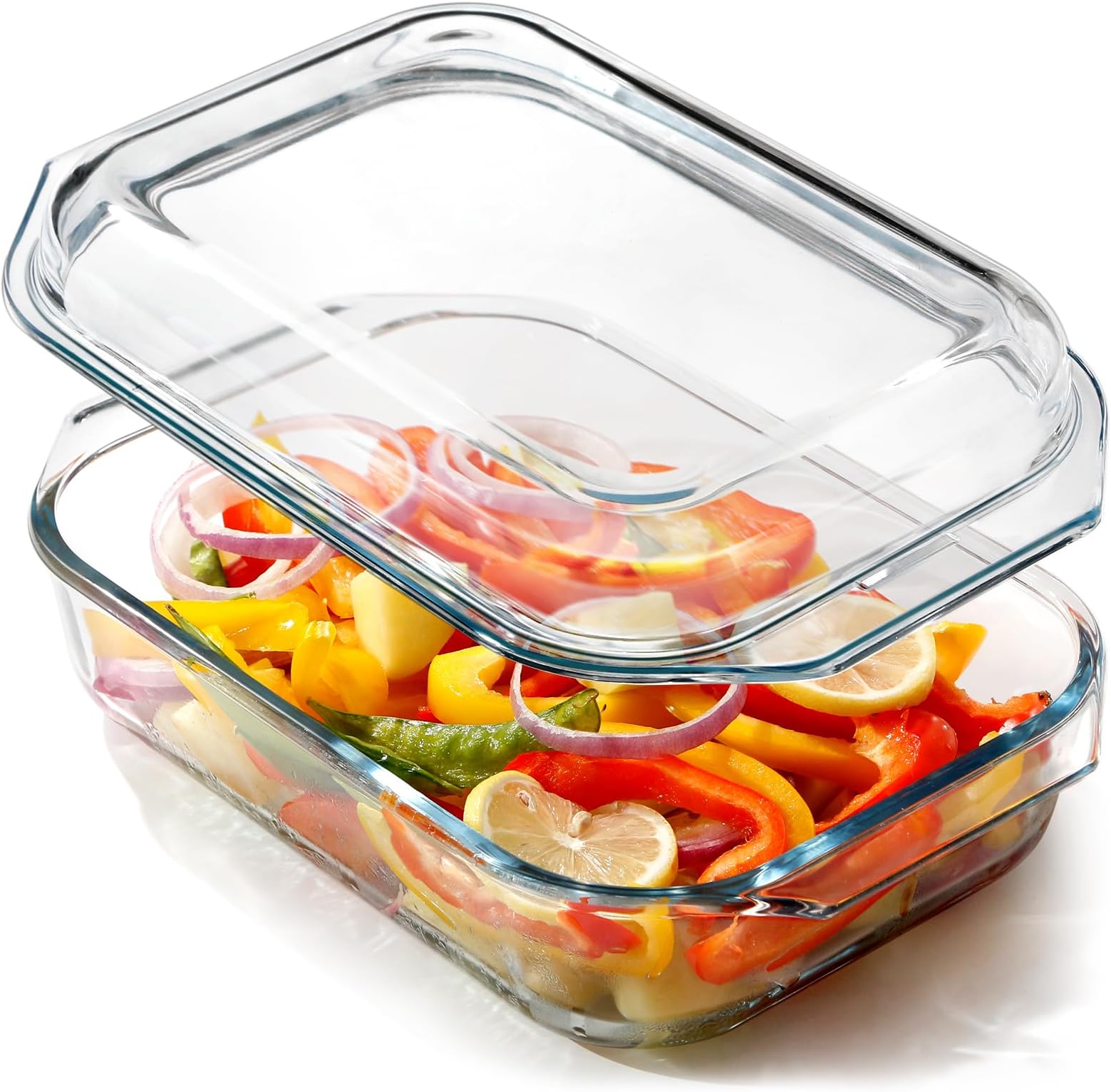 2.1L Rectangular Glass Casserole Dish With Glass Lid Glass Bakeware ...