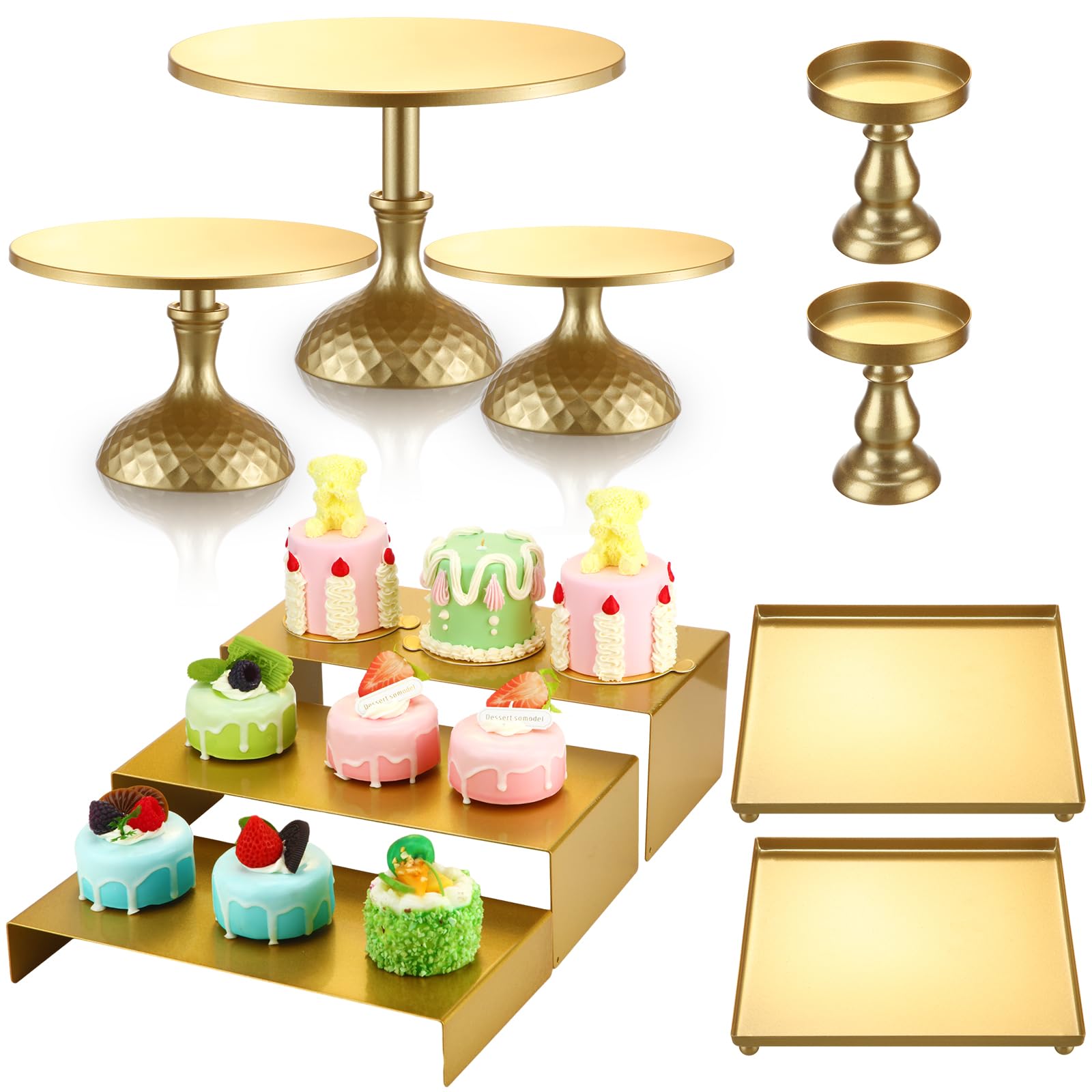 Amazon.com: Layhit Metal Cake Stands Set (10 Pcs), Gold, Includes 3 ...