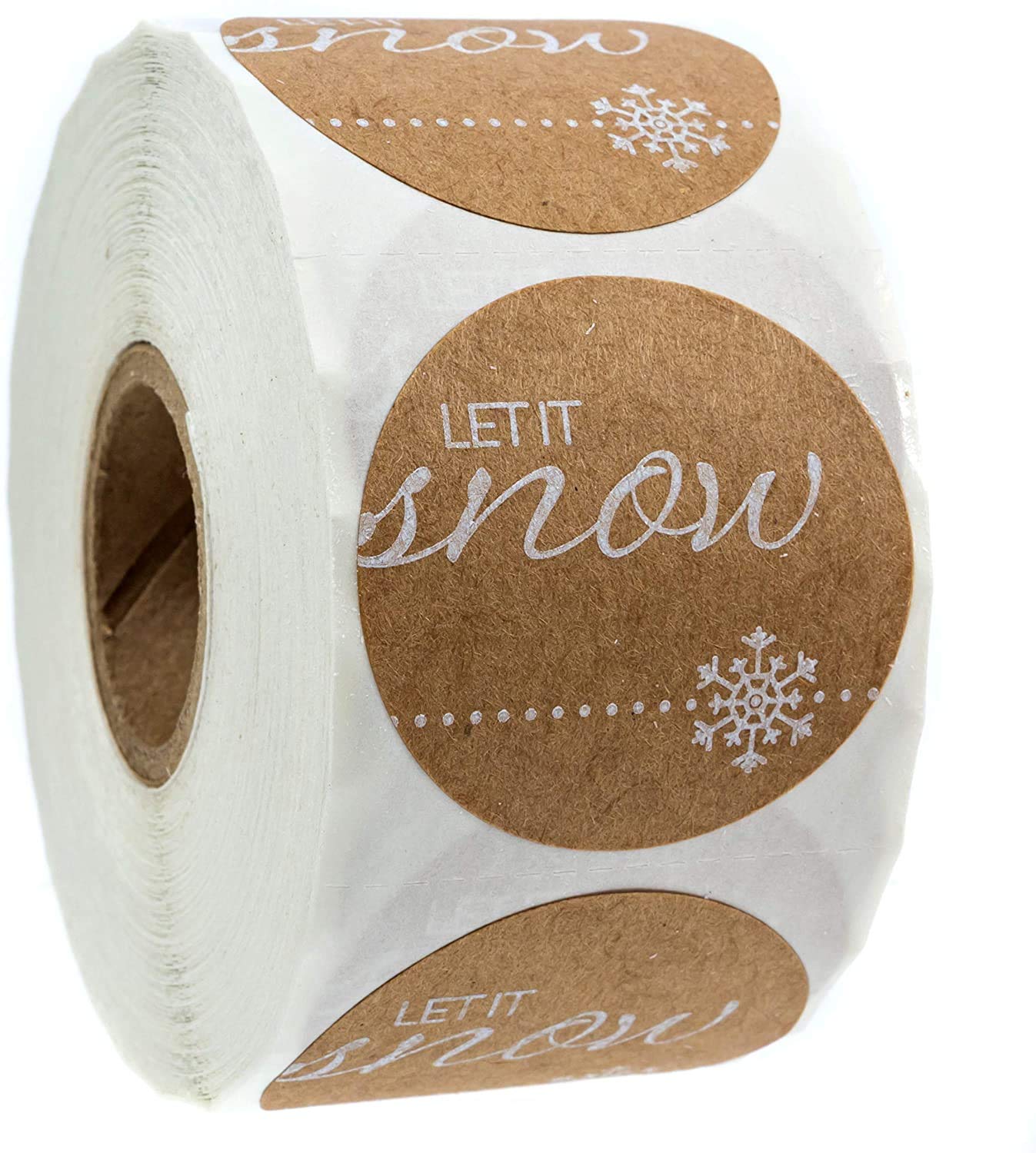Snapklik.com : Let It Snow Holiday Stickers / 500 Brown Kraft Winter ...