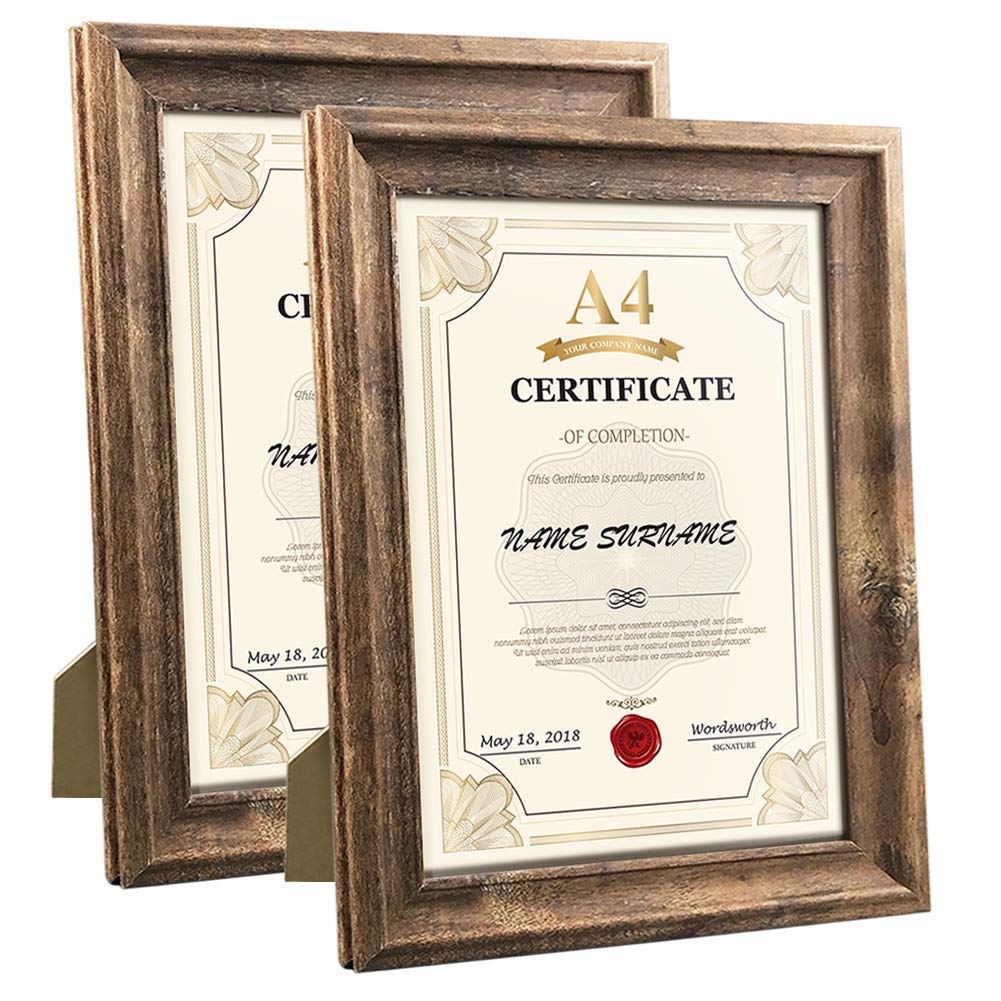 PETAFLOP Rustic Picture Frame A4 (21 x 29.7 cm) Set of 2, Wall and ...