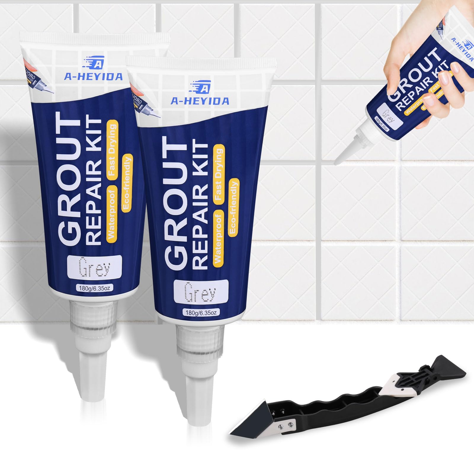 Snapklik.com : Grey Grout Paint Kit - 2 PCS Grout Sealer