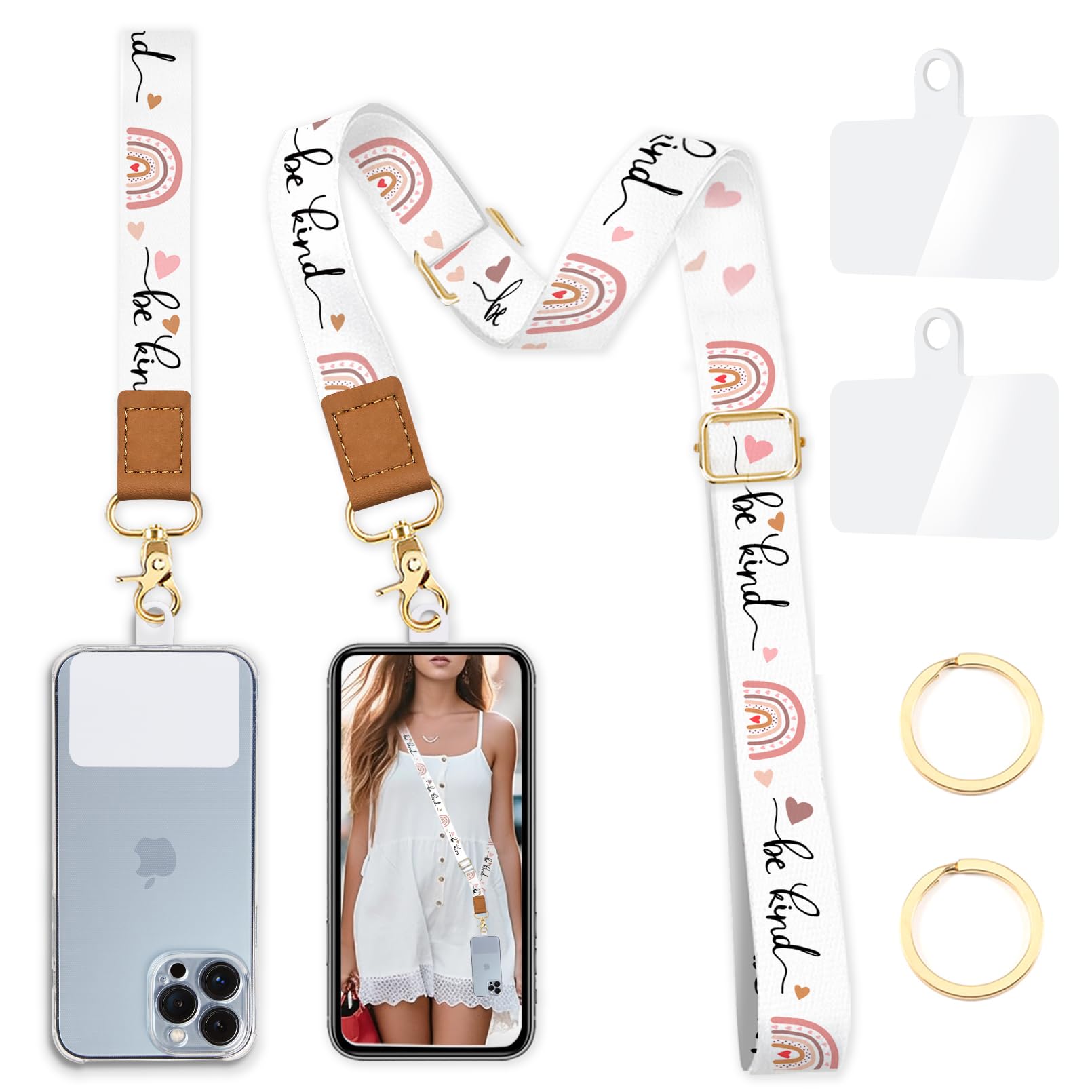 Amazon.com: Phone Lanyard Wrist Strap Crossbody, Be Kind Cell Phone ...