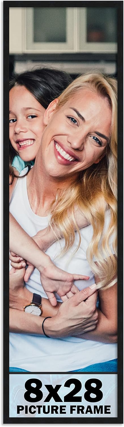 Amazon.com - CountryArtHouse 8x28 Frame Black Solid Pine Wood Picture ...