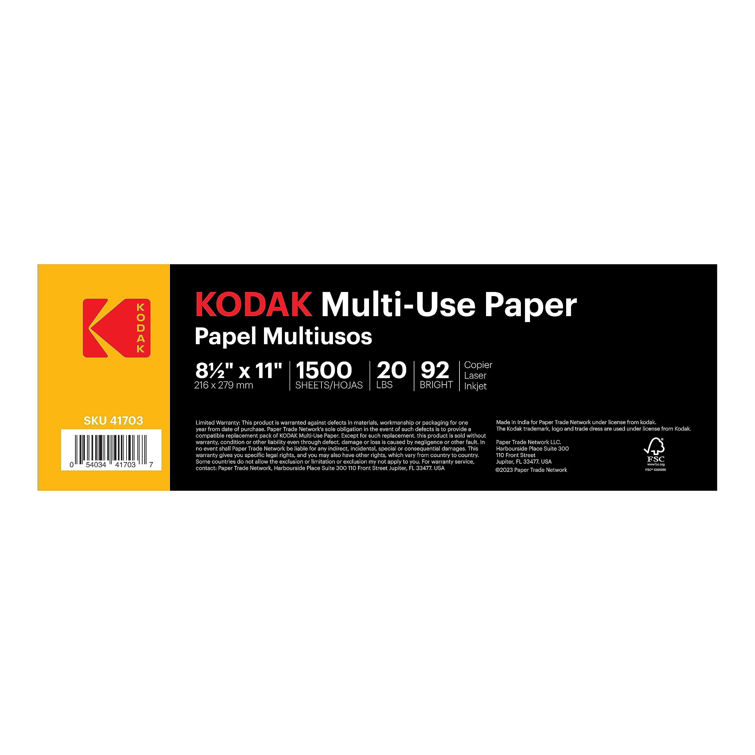 Snapklik.com : Kodak Printer Paper 8.5 X 11 20 Lb Copy Paper 92 Bright ...