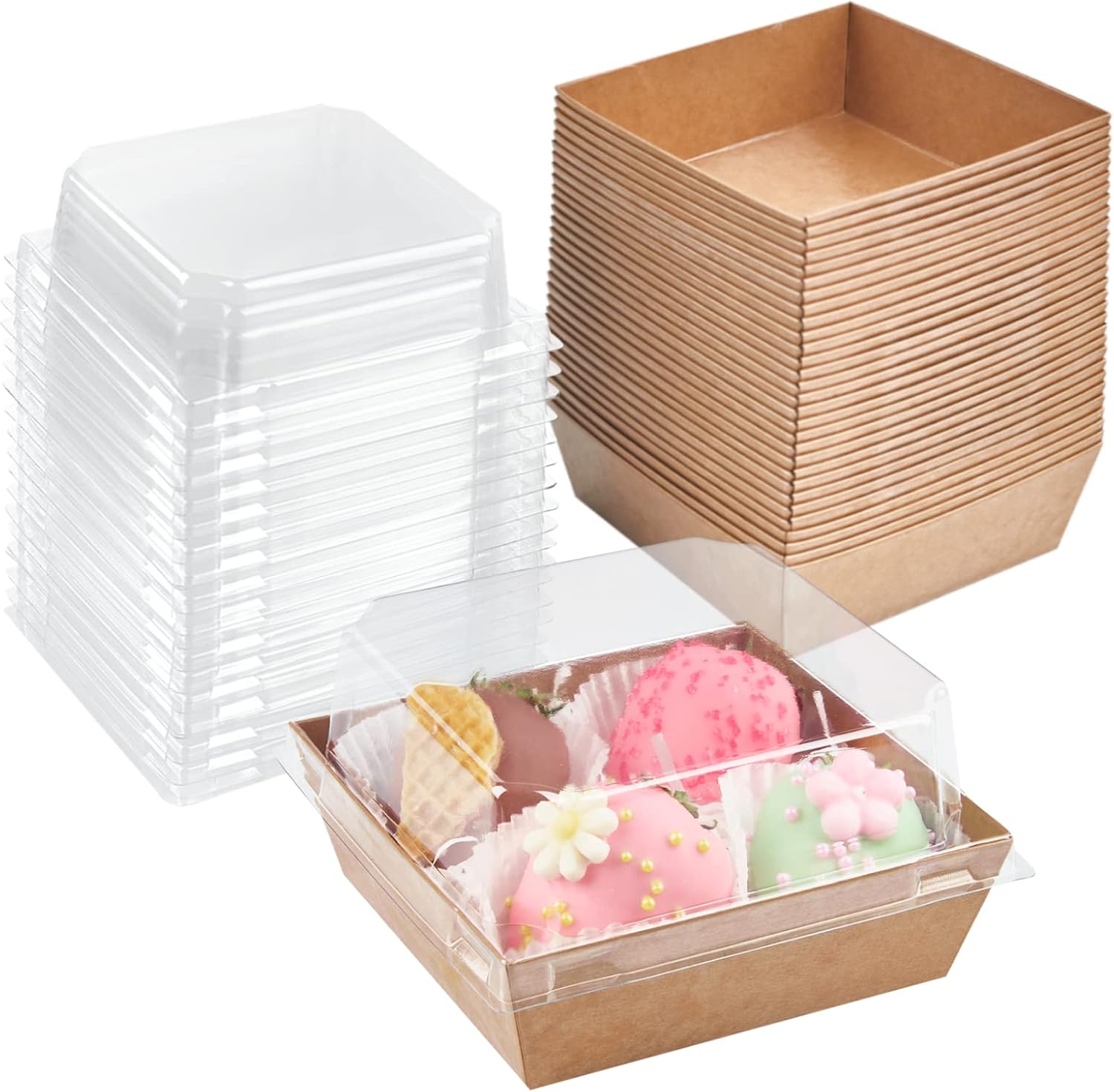 Amazon.com: ZORRITA 50 Pack Paper Charcuterie Boxes with Clear Lids, 4 ...
