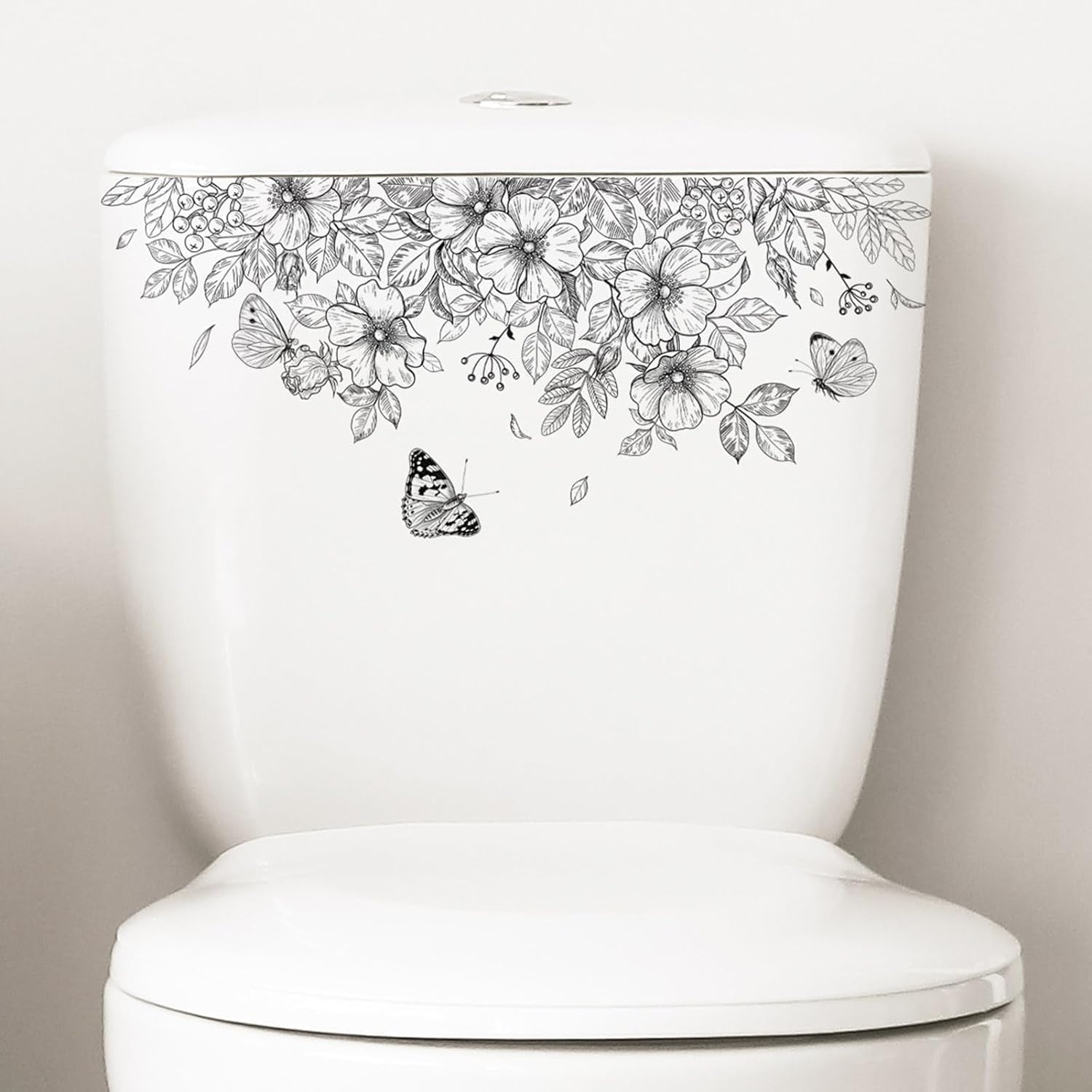 Amazon.com: 14"x6"Plant Leaves Flowers Toilet Seat Lid Stickers,Self ...