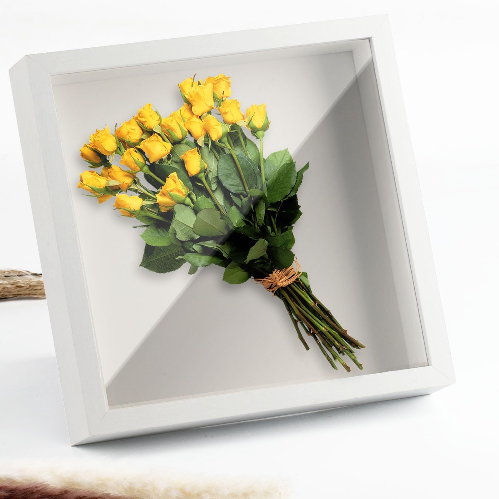 3D Shadow Box, 25x25cm White Picture Frame, Deep Frame Display Box ...