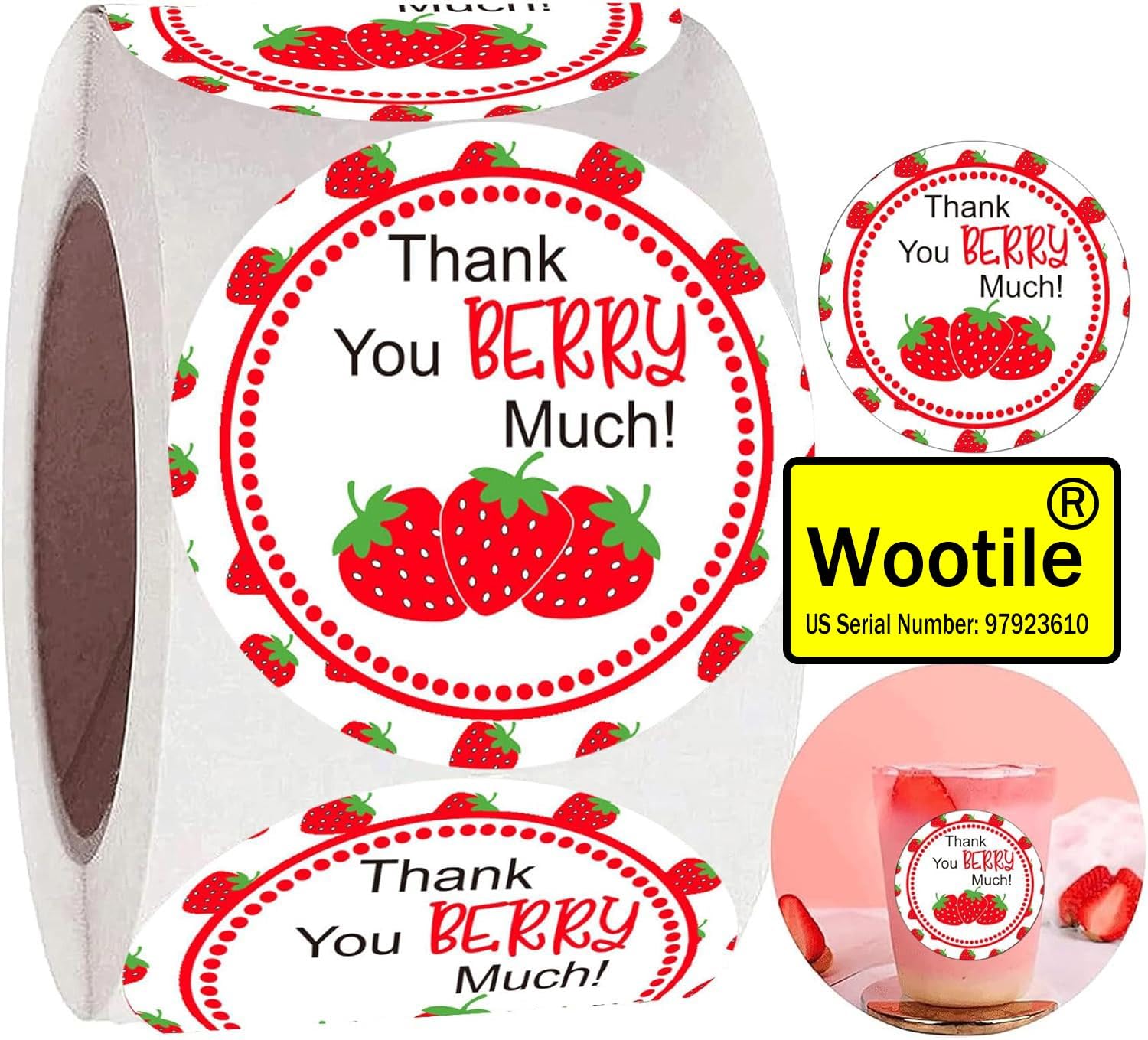 Amazon.com : Strawberry Thank You Sticker Labels 2 Inch Thank You Berry ...