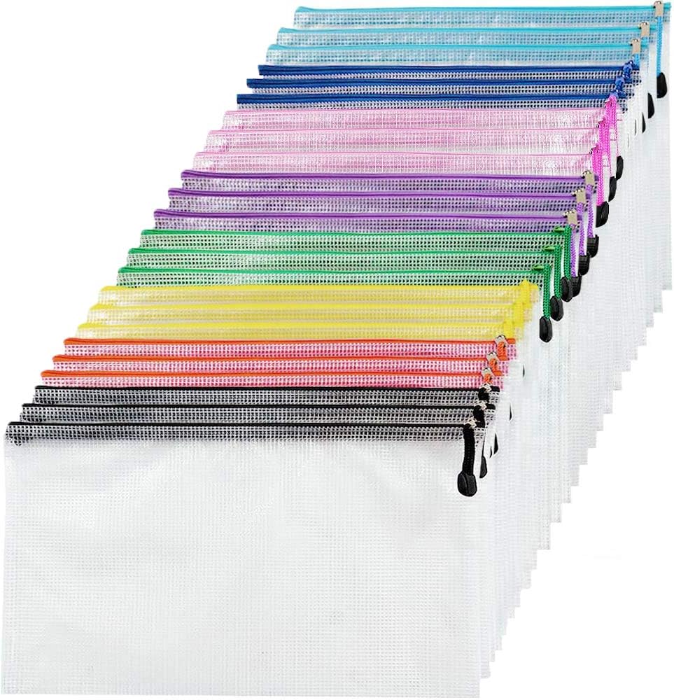 24 Pack A4 Plastic Zipper Bags (8 Colors) : Amazon.com.be: Office Products