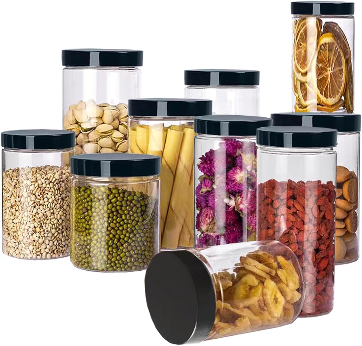 NAVACALA Storage Jars Plastic Jars with Lids kitchen Reusable Food ...