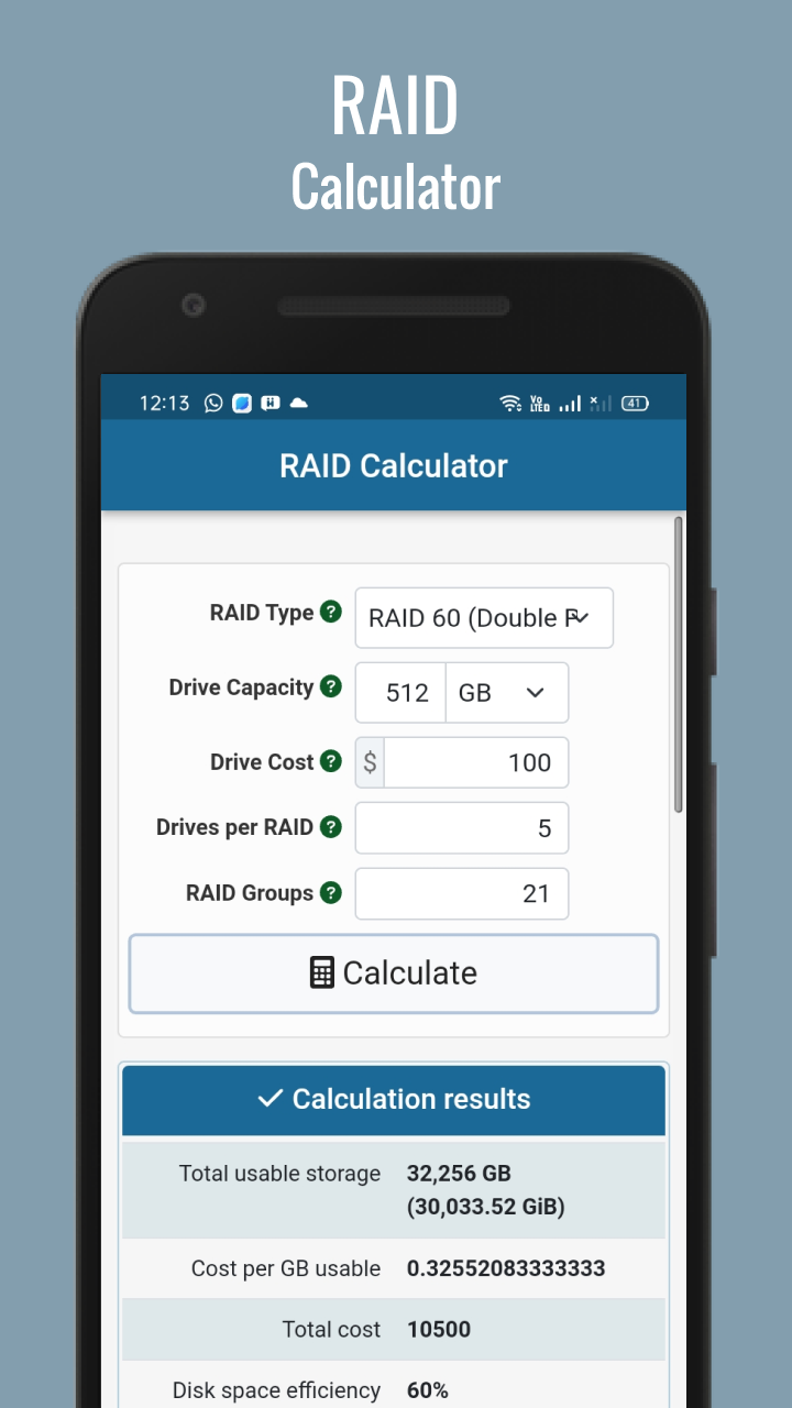 RAID Calculator - App on Amazon Appstore