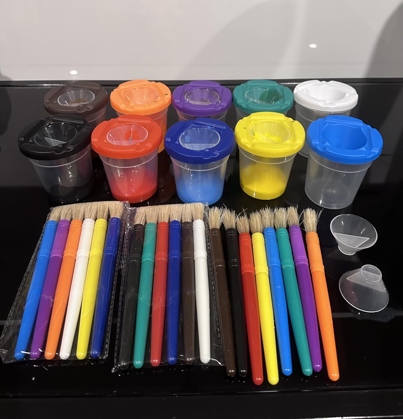 30PCS Spill-Proof Paint Cups with Paint Brushes, FHDUSRYO No Spill ...