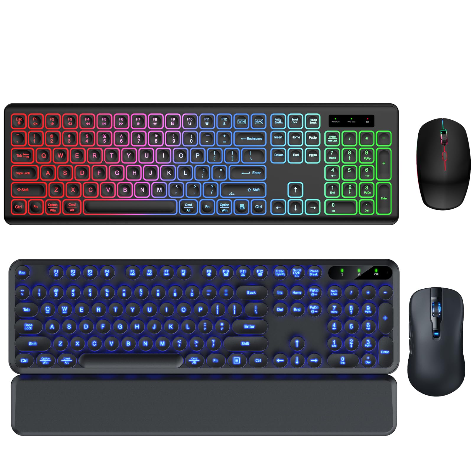 Amazon.com: 2 Pack Backlit Wireless Keyboard and Mouse Combo-RGB ...