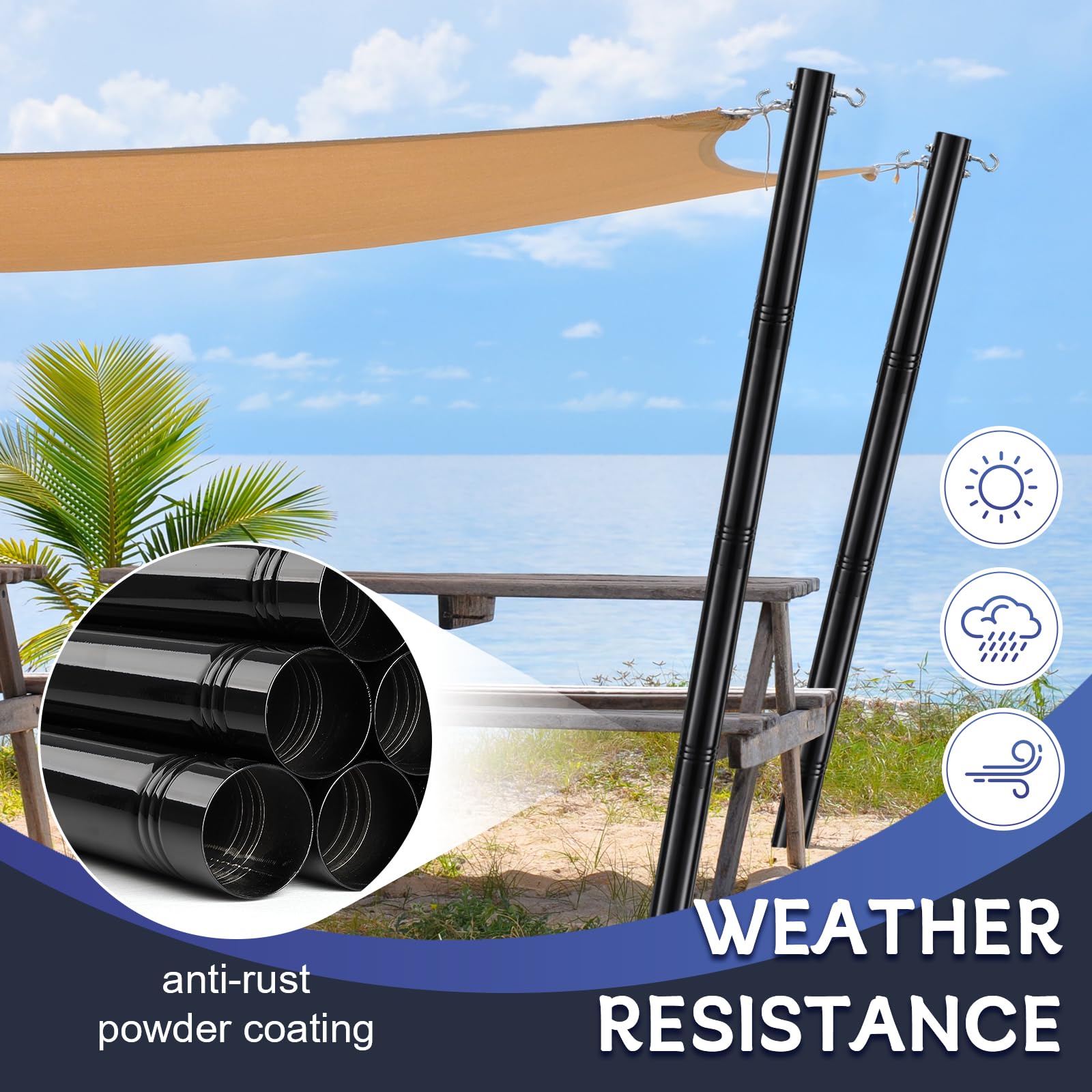 Outdoor Ground Posts For Shade Sails 2 Pack Heavy Duty 10ft Shade Sail ...