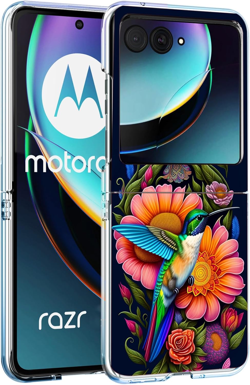 Amazon.com: Bcov Case for Razr 2025,Hummingbird Butterfly Flowers Anti-Scratch Solid Hard case ...