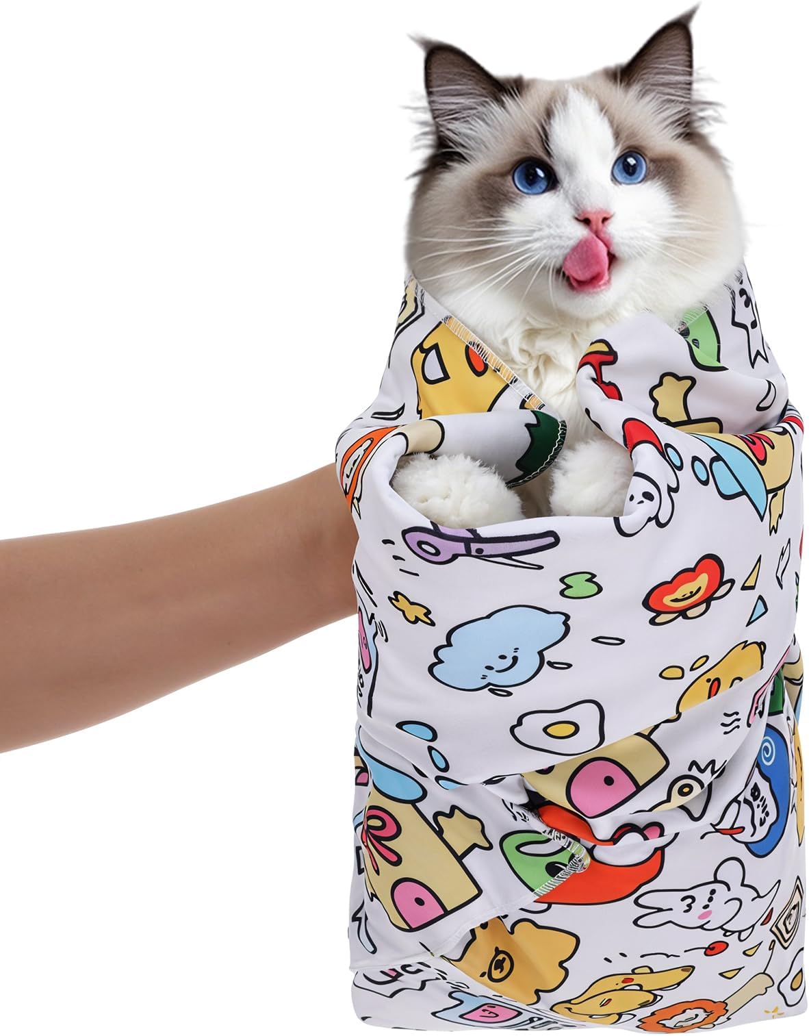 Cat Wrap for Grooming Graffiti Color Cat Swaddle for Nail Clipping 70 x ...