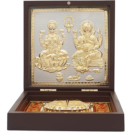 Buy Idolkart 24k Gold and 999 Silver Coated Laxmiji - Ganeshji Divine ...