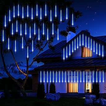 Pinlo Meteor Shower Rain Lights, 8 Tube LED Waterproof Icicle Snow Fall ...