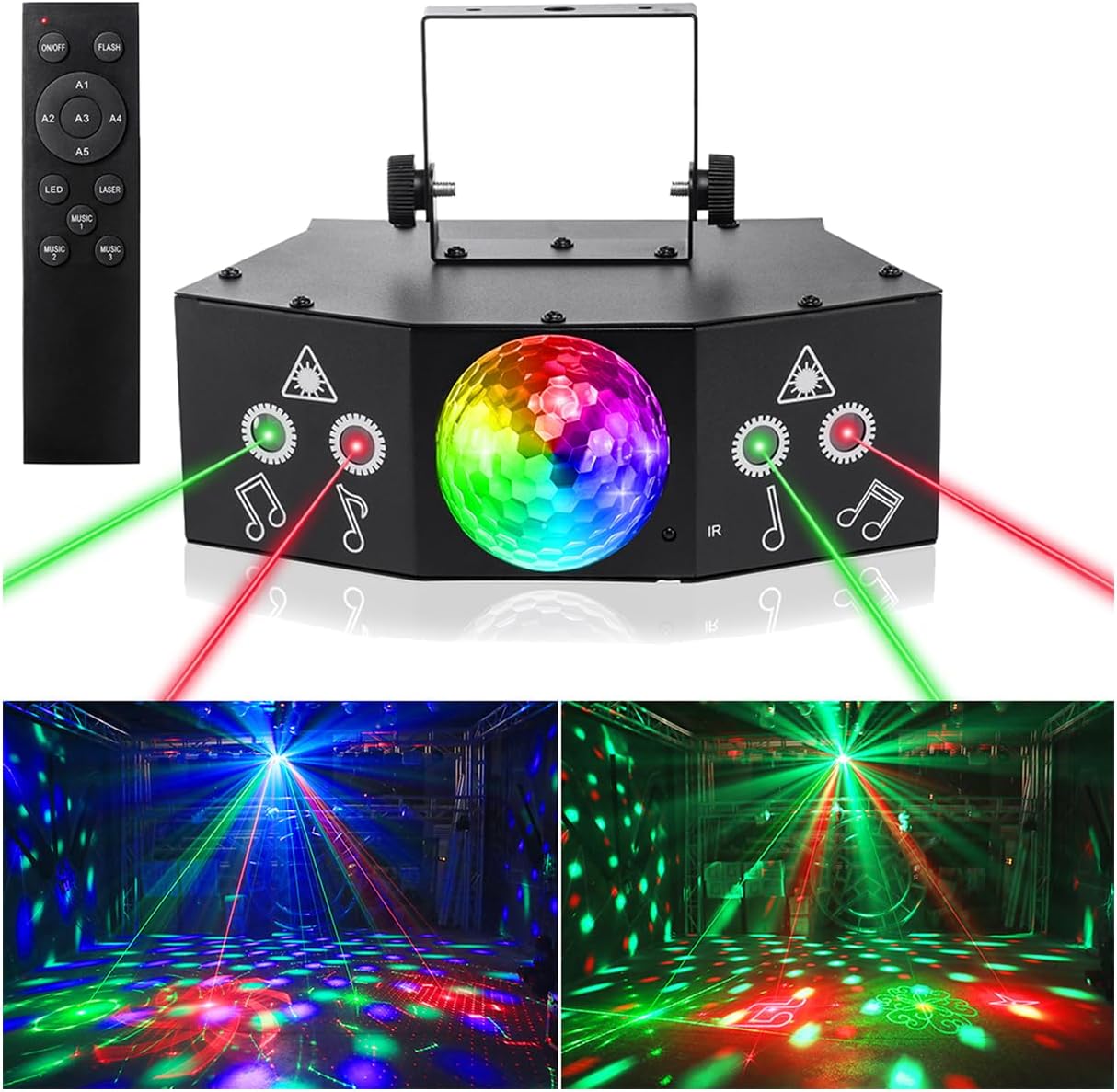 Amazon.com: Party Lights, Dj Disco Light Sound Activated Strobe Stage Lights for Parties, RGB ...