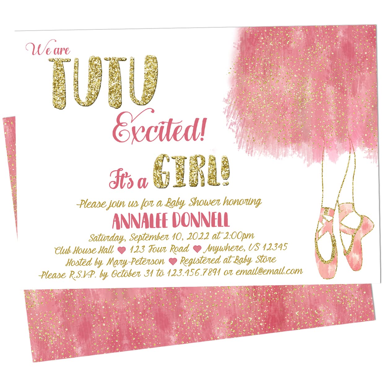 Amazon.com: Pink TuTus Baby Shower Invitations Girl Tutu Excited ...