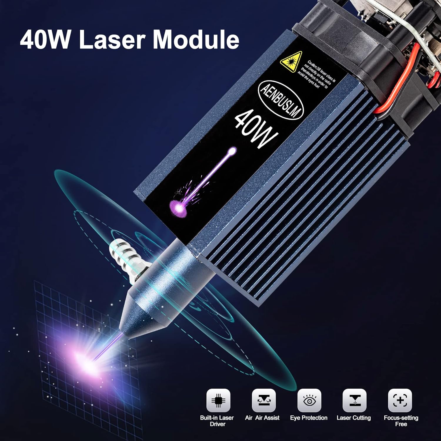 AENBUSLM 40W (5.5W Output Optical Power) Laser Module, 450nm Laser Head ...