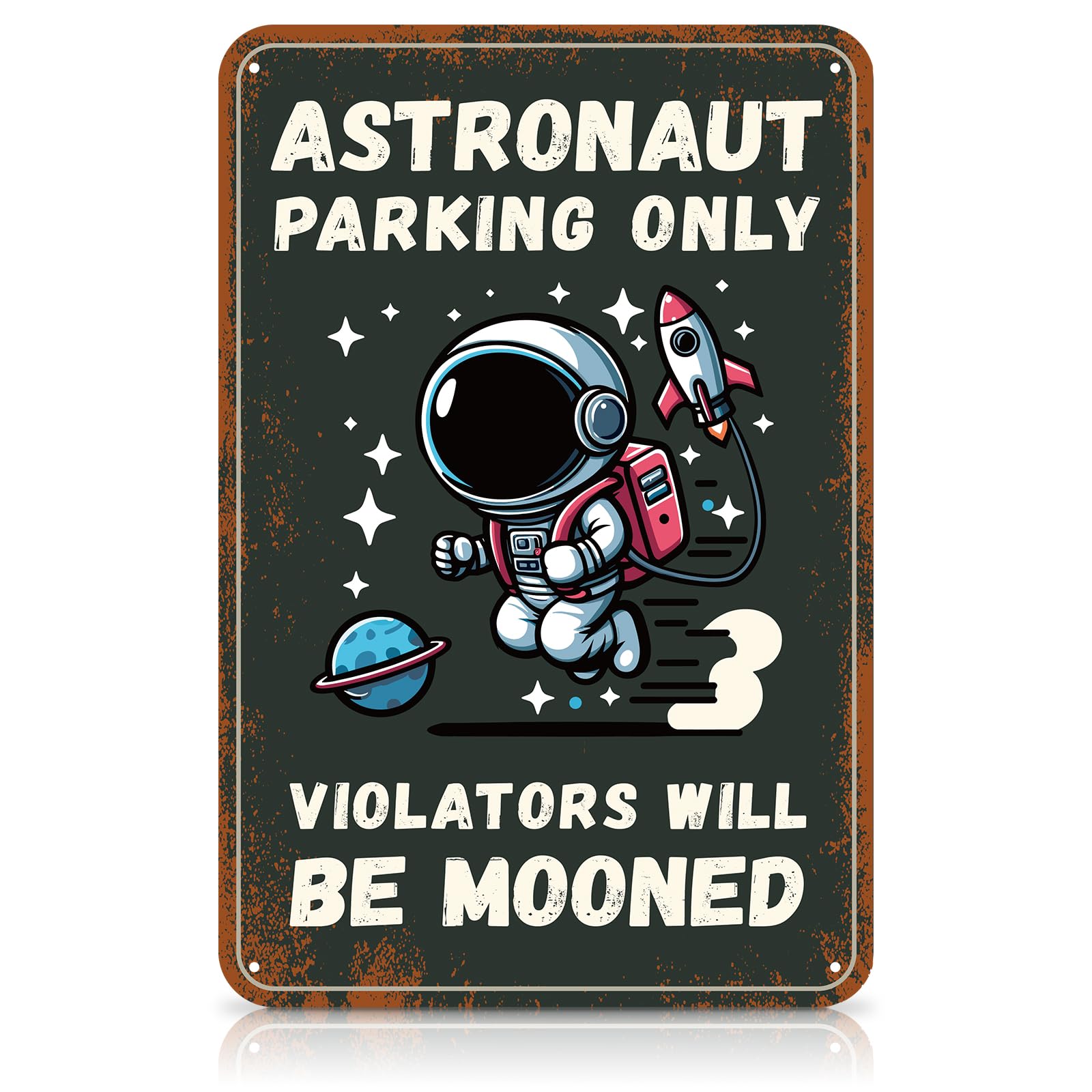 Amazon.com: Space Themed Sign, 11.81x7.87 in Metal Astronaut Parking ...