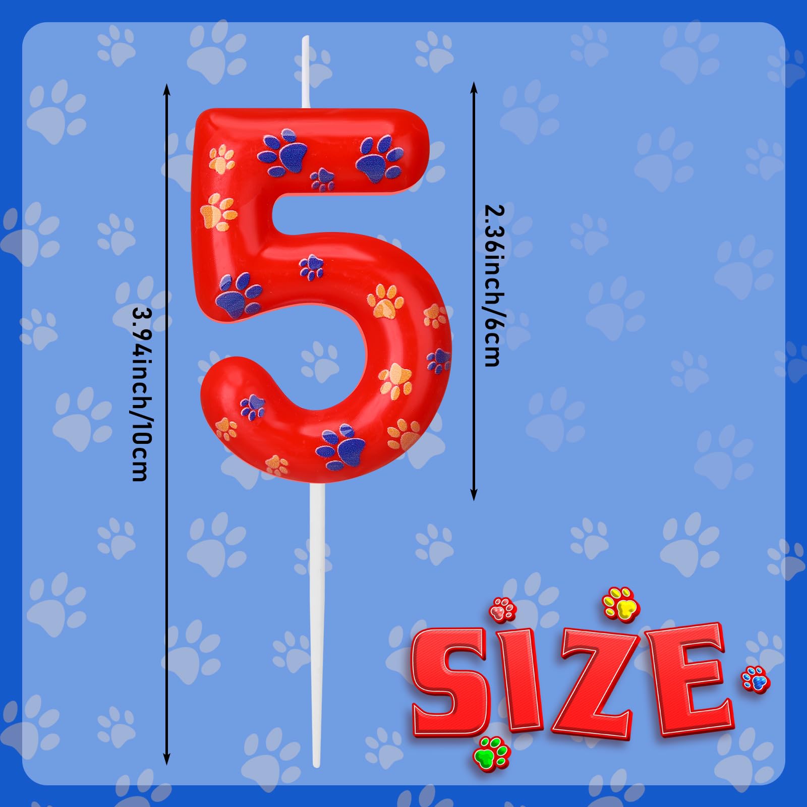 Snapklik.com : Number 5 Dog Paw Birthday Candles Dog Toppers Candles ...